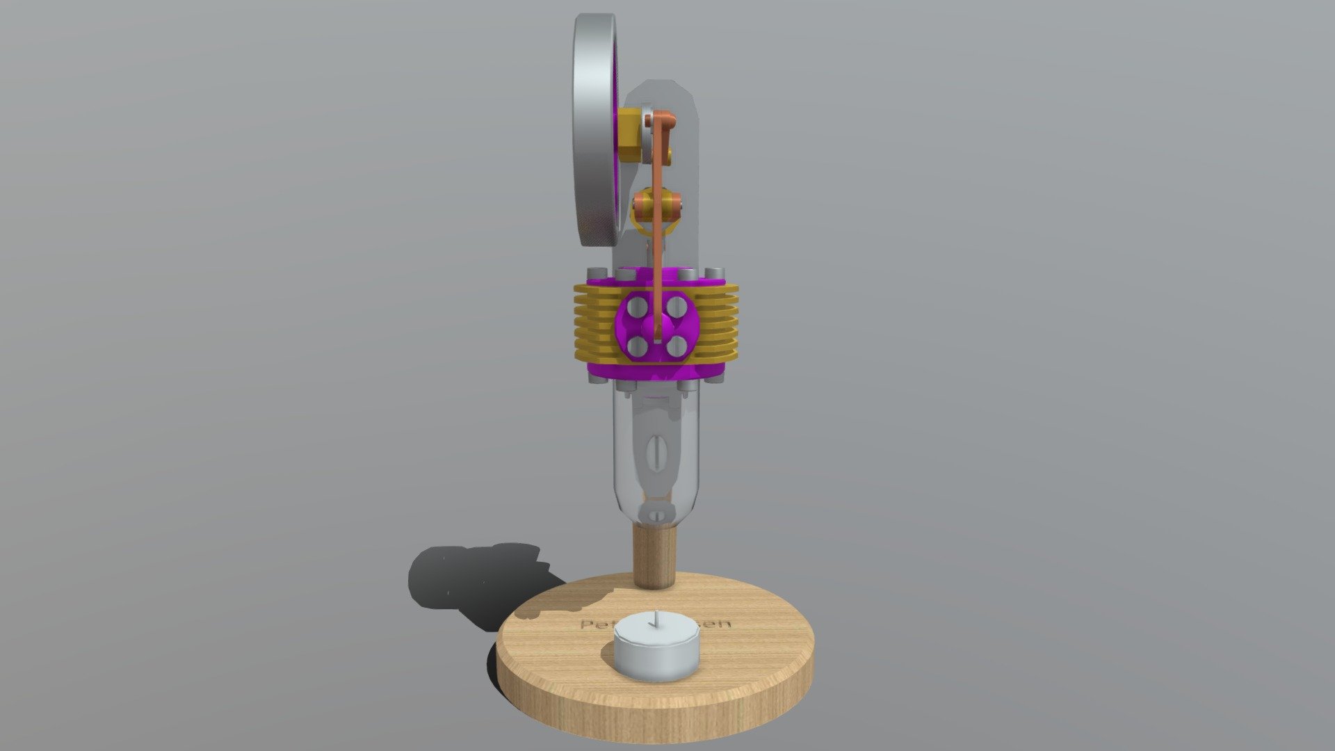 Lodret Stirling Motor Samlet med Stearinlys - 3D model by Peter.Helbo ...