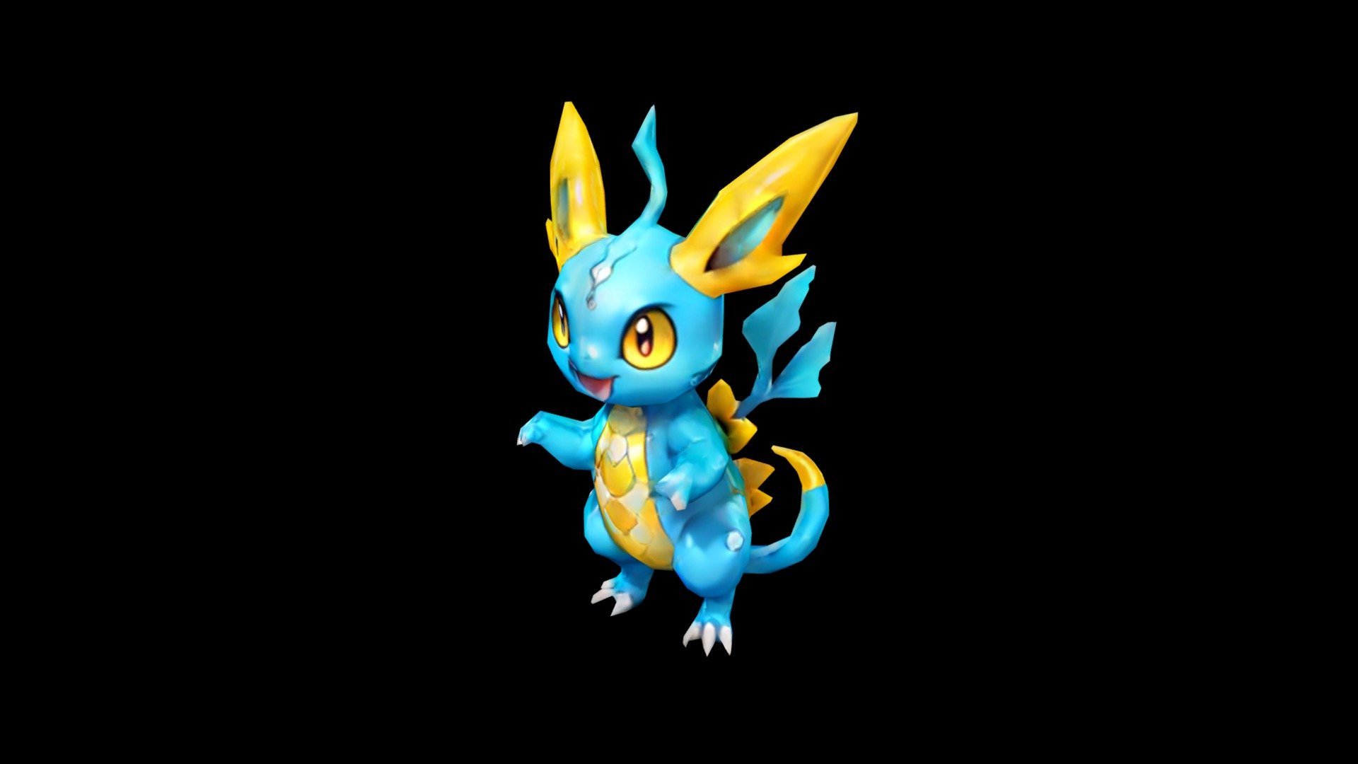 "Friendly Azure Creature with Enigmatic Yellow E - Download Free 3D ...