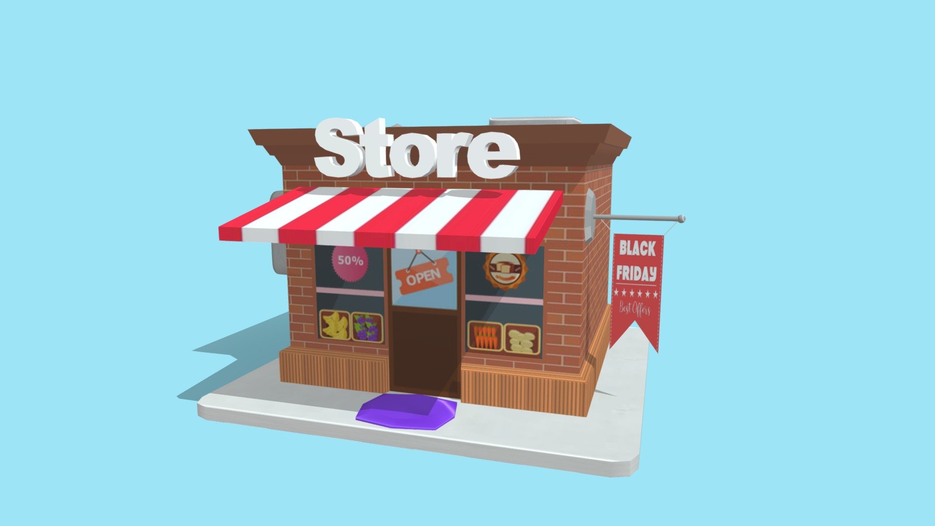 Low Poly Store Building - Download Free 3D model by Zeeshan Khan ...