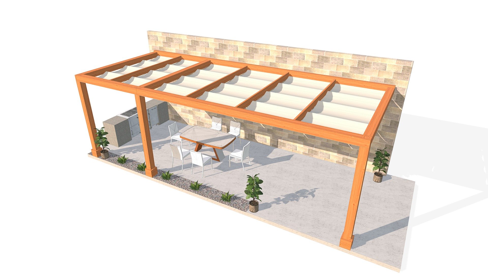 Custom Retractable Canopy Pergola - 3D model by Forever Redwood ...