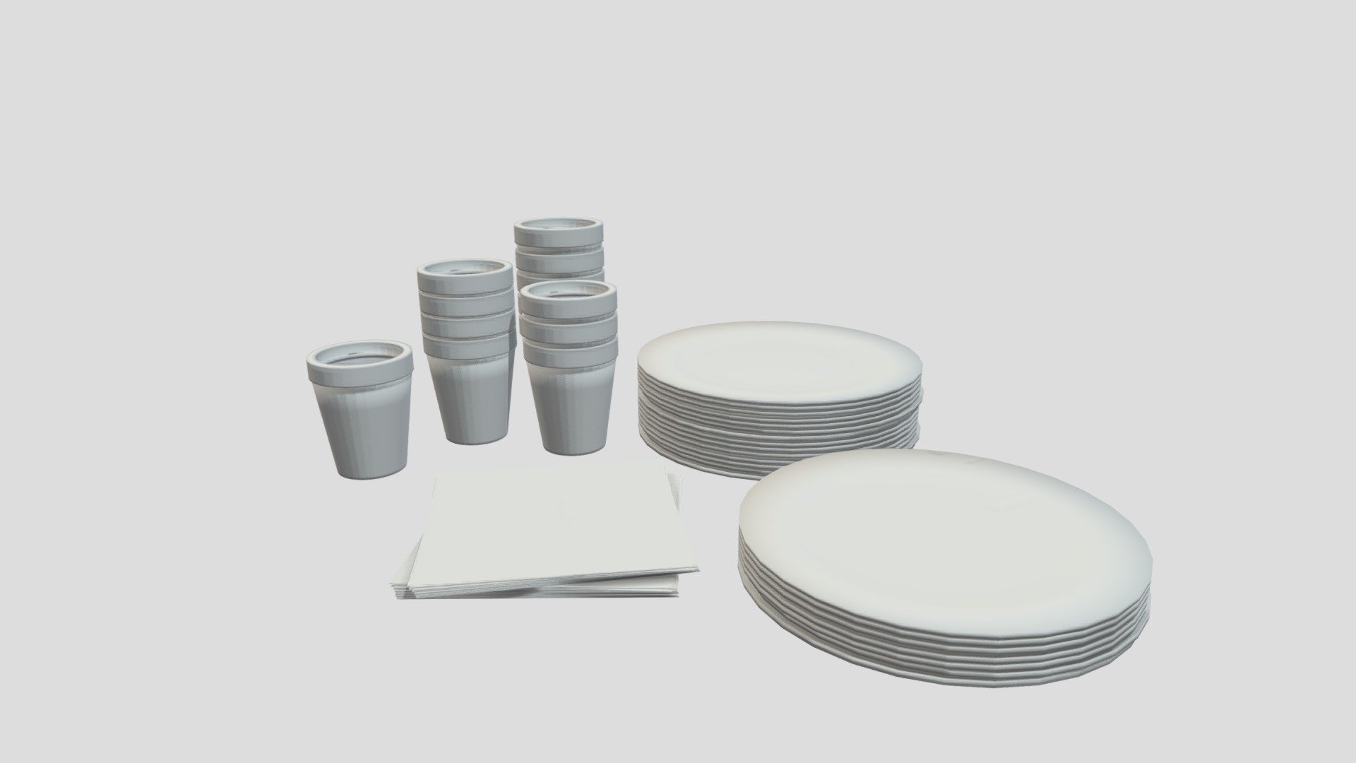 Paper Cups And Plates - Download Free 3D model by skylajade69 [a294b53 ...