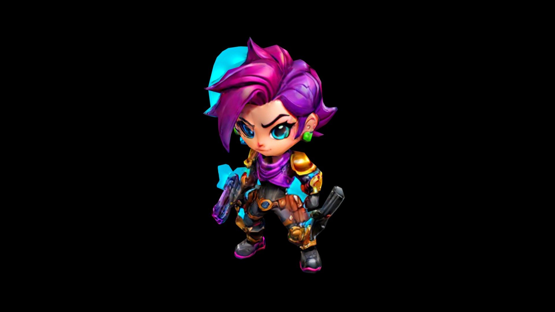 Anime-style illustration of a gun-wielding femal - Download Free 3D ...