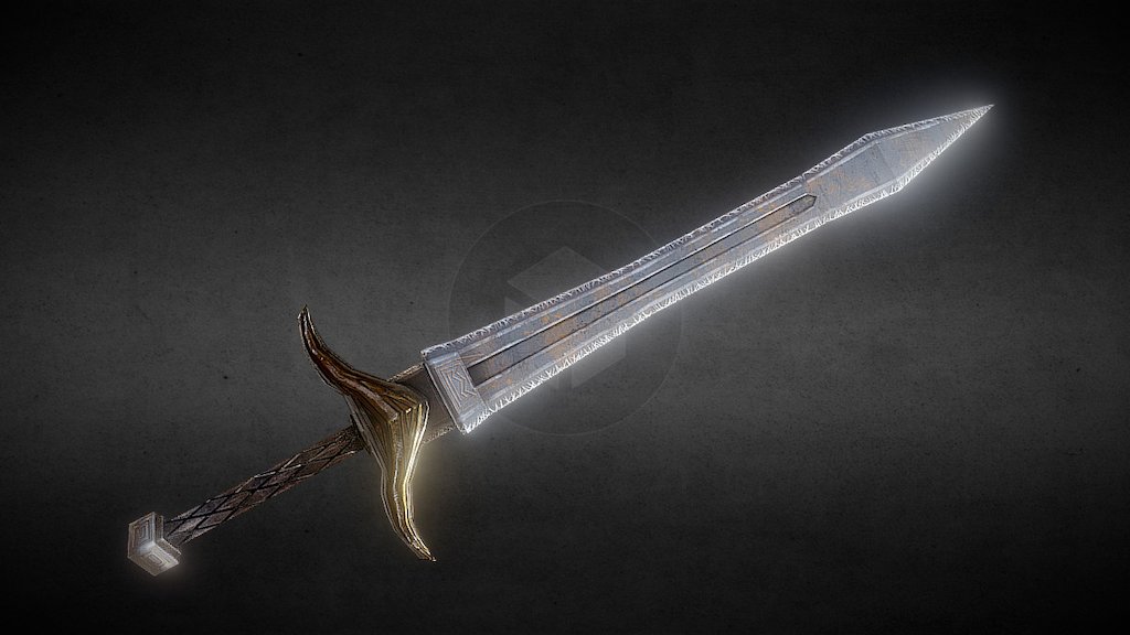 Low poly rusted two-handed sword 4k textures - 3D model by Ivan Weeskey ...