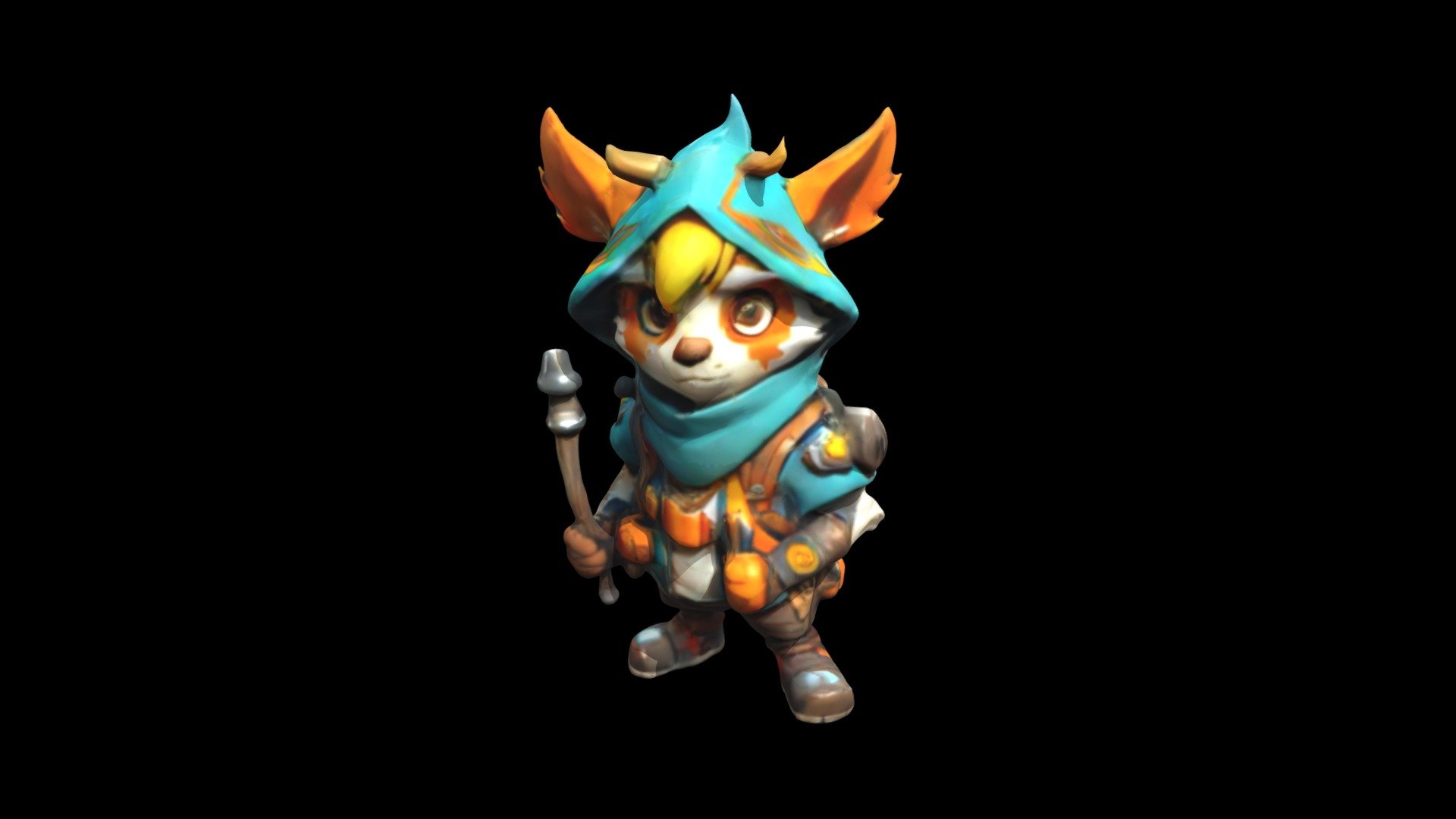 a cartoon character with a blue hood is holdi - Download Free 3D model ...