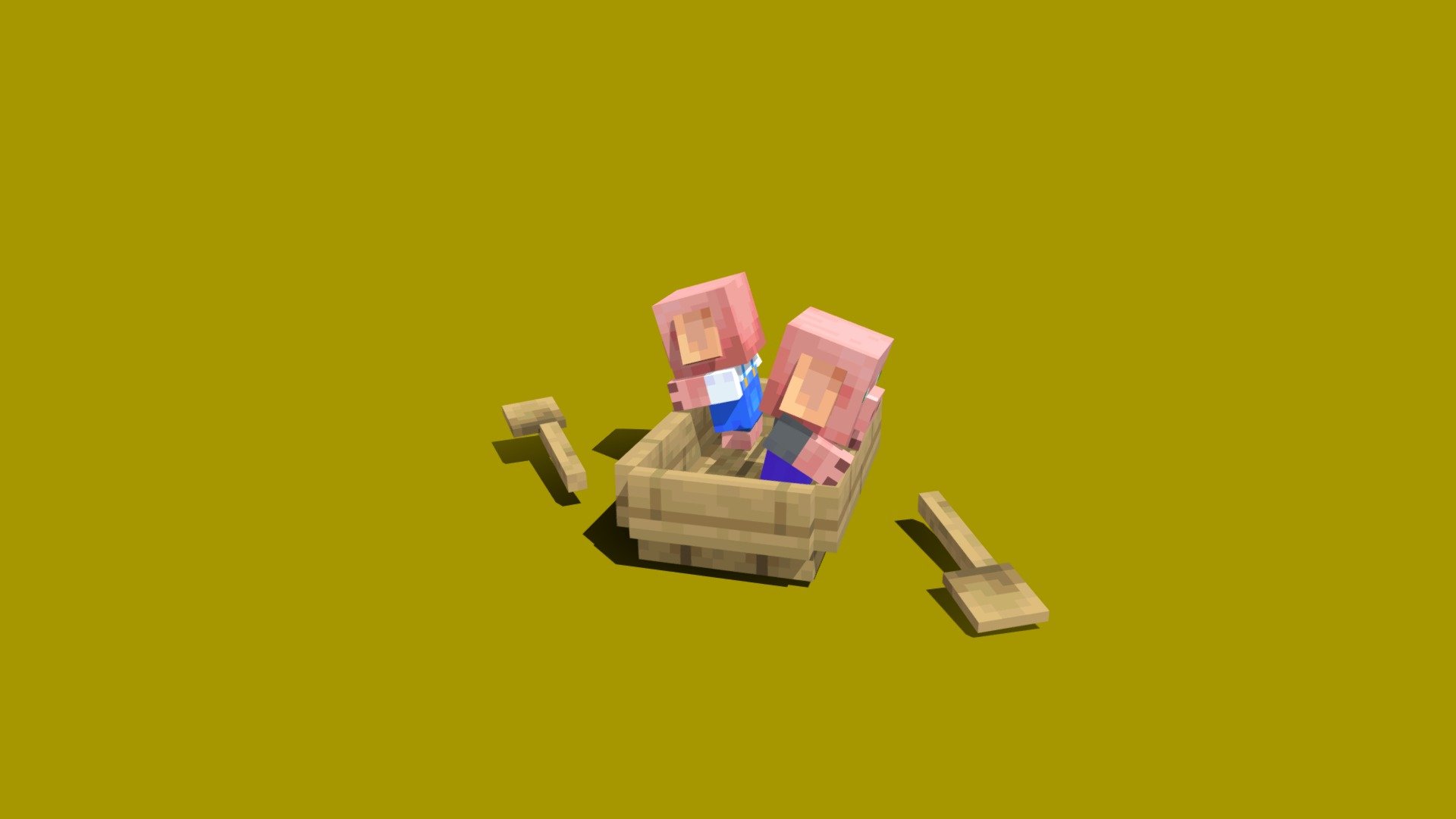{Minecraft} Baby Pig man Stuck In Boat - Download Free 3D model by ...