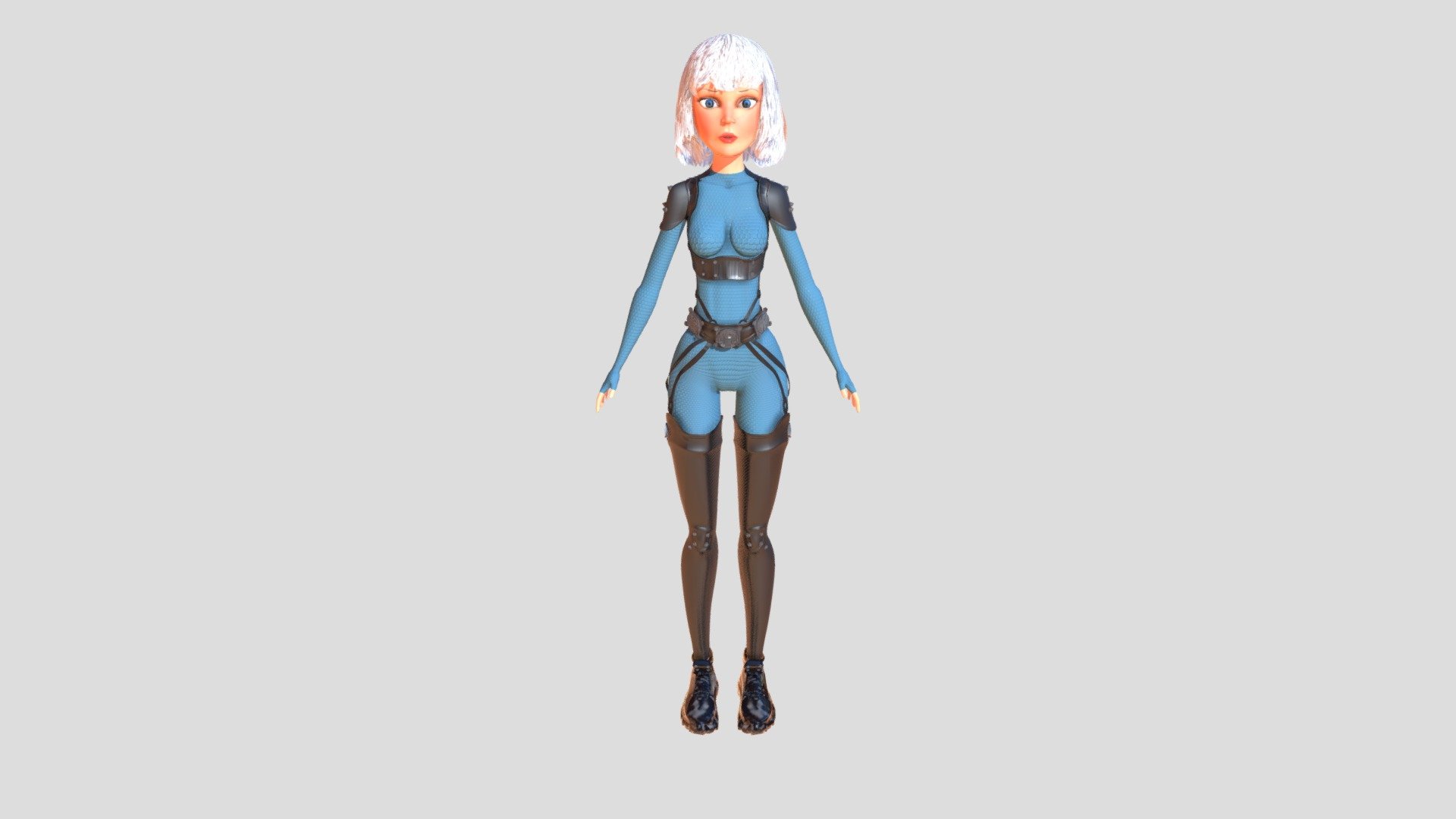 Liz - A Stylized cyberpunk girl complete rigged - 3D model by pedroldi ...