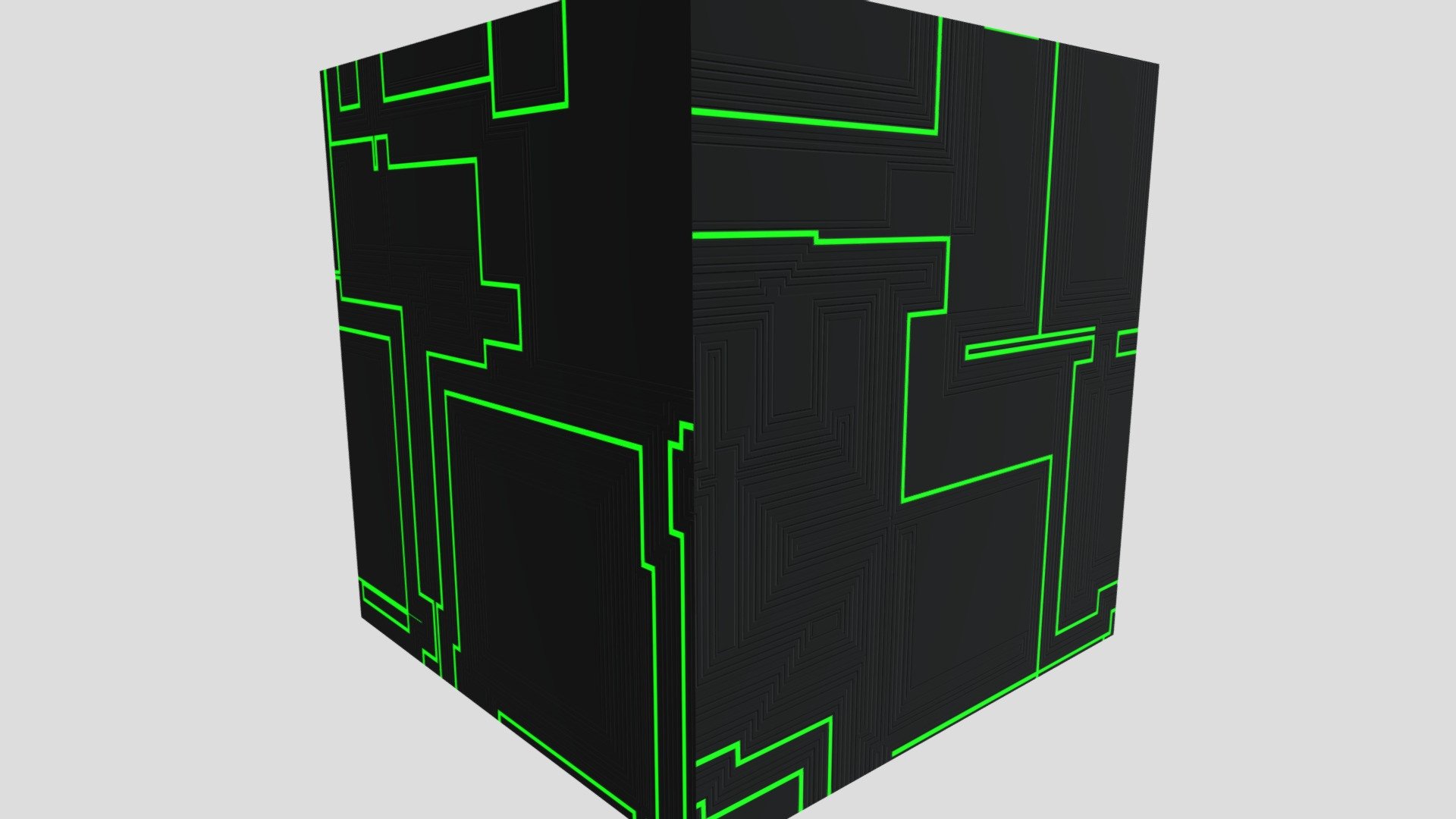 4k Simple Cube with green neon with detail - Download Free 3D model by ...