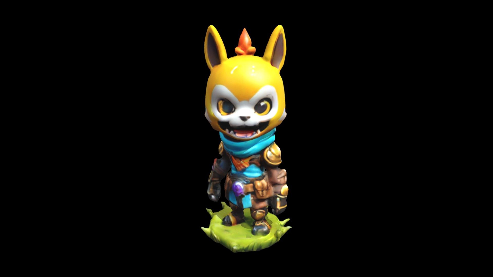 Furry mascot with yellow helmet and a scarf on t - Download Free 3D ...