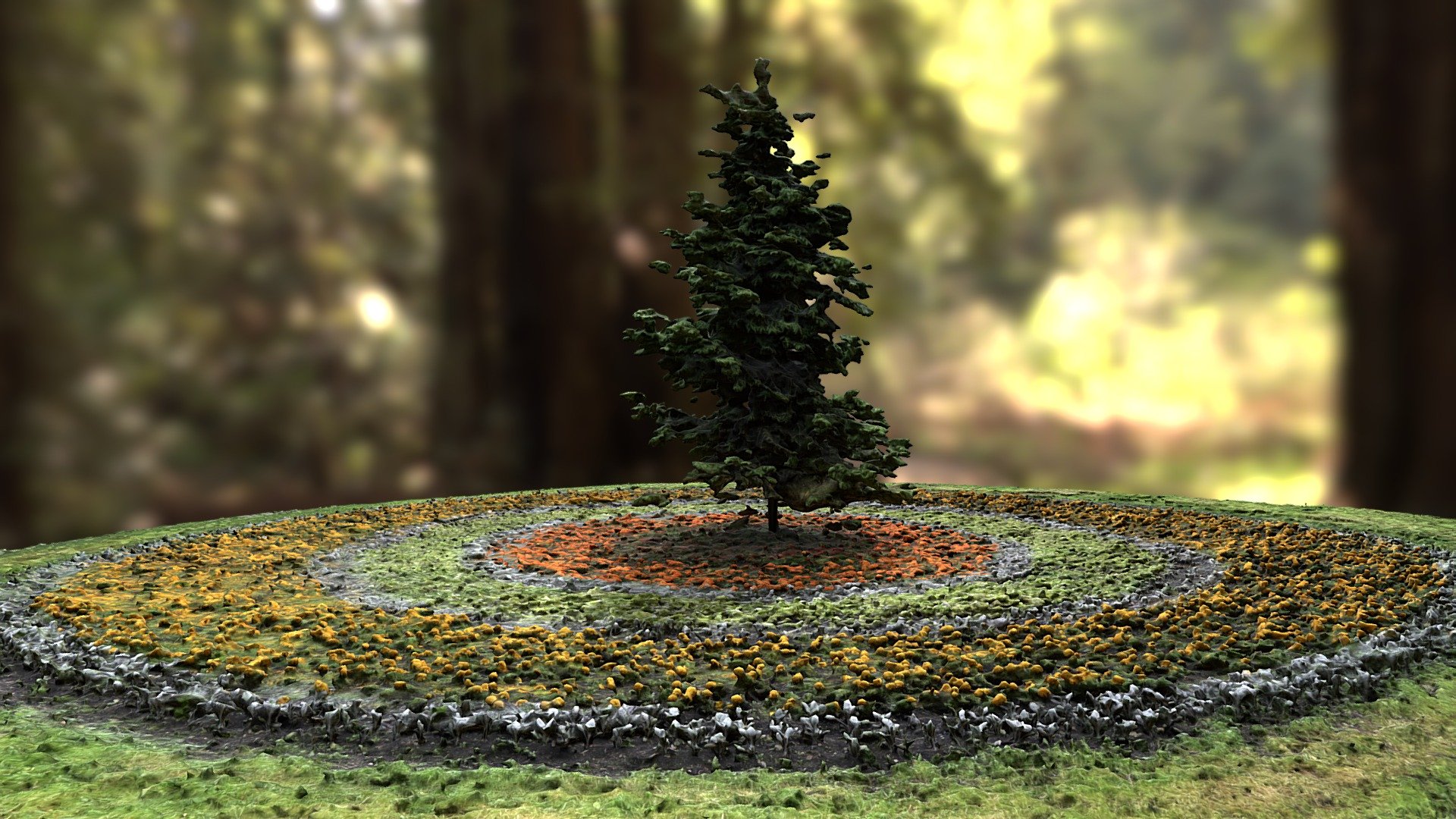 Fir-tree inside circle of flowers - Download Free 3D model by Neo ...