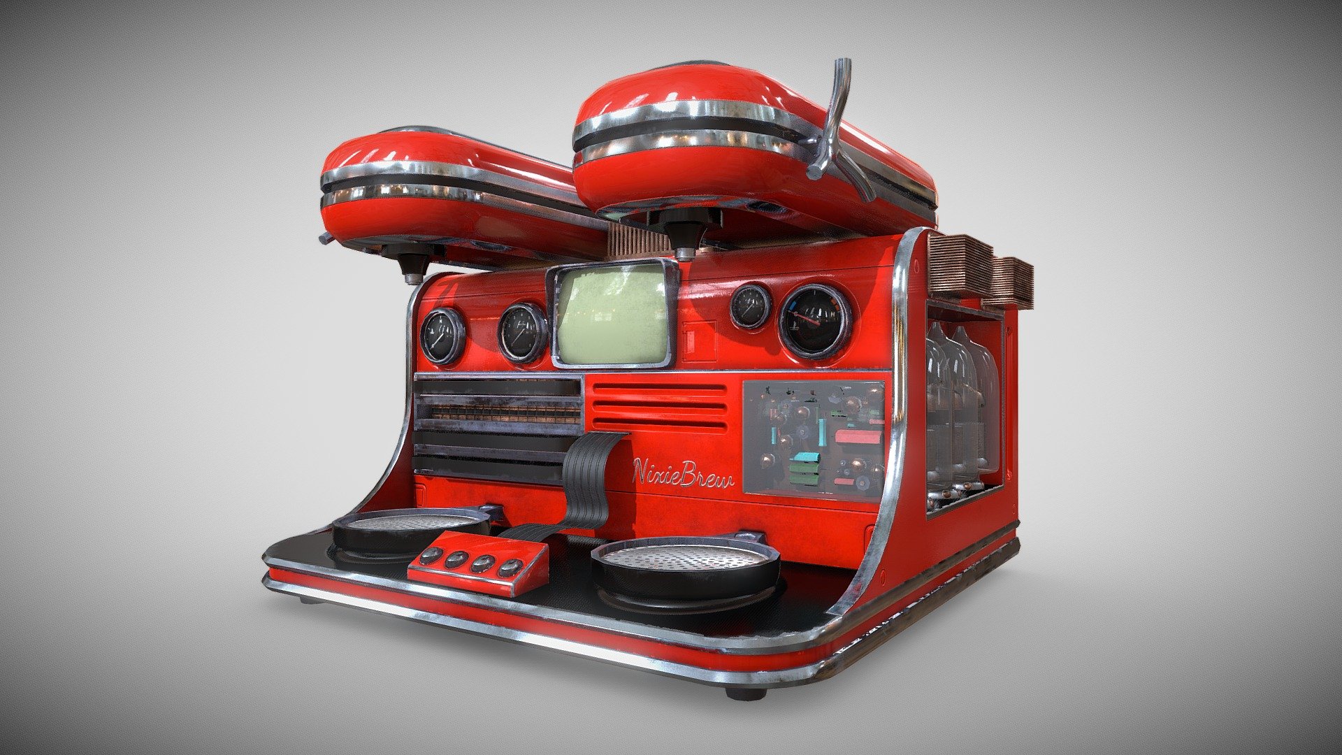 Retro-Futuristic Coffee Machine - 3D model by Mike Farrant ...