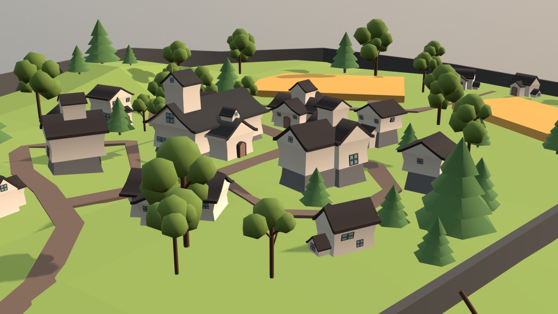 Village - 3D model by Mari Faye-Petersen (@graspurv) [a2f9ec9] - Sketchfab
