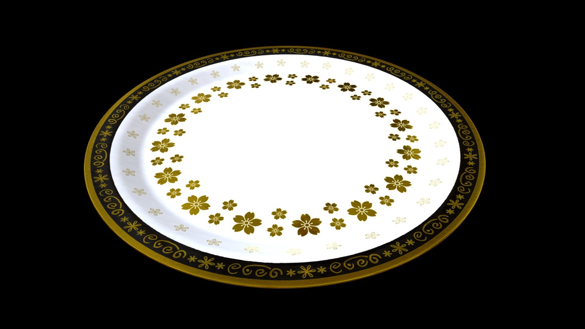 Fancy Gold Rim Plate Free Model - Download Free 3D model by ...