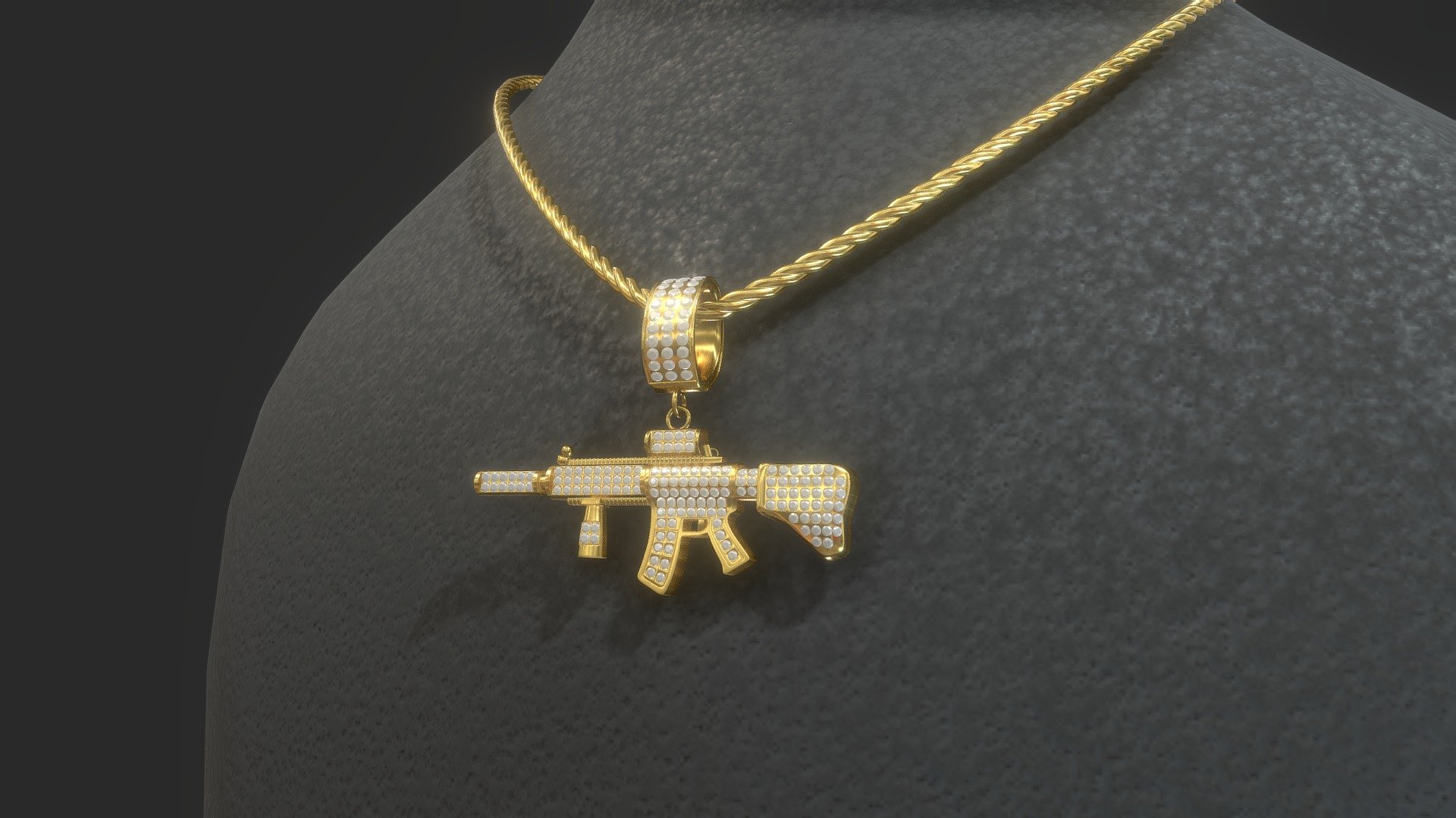 Gun Pendant Necklace - Buy Royalty Free 3D model by Kayozz ...