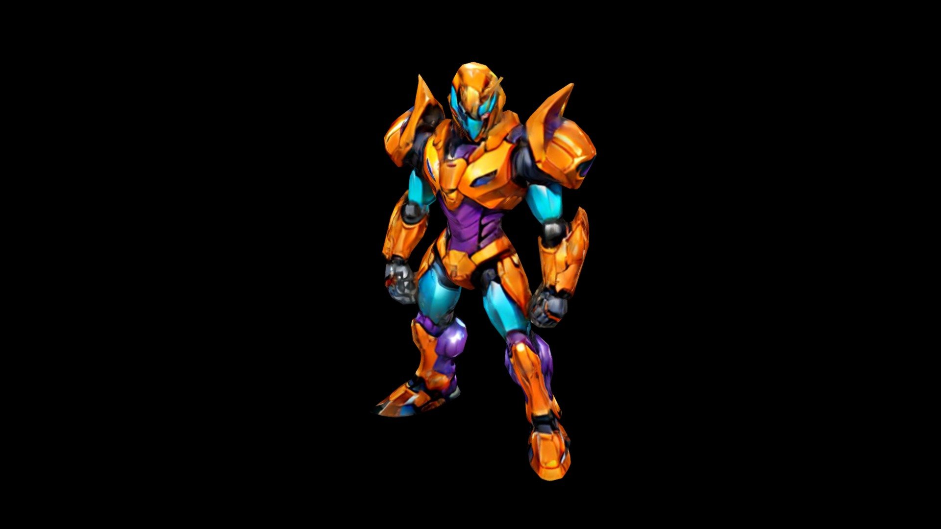 "Anime character with orange and blue armor." - Download Free 3D model ...