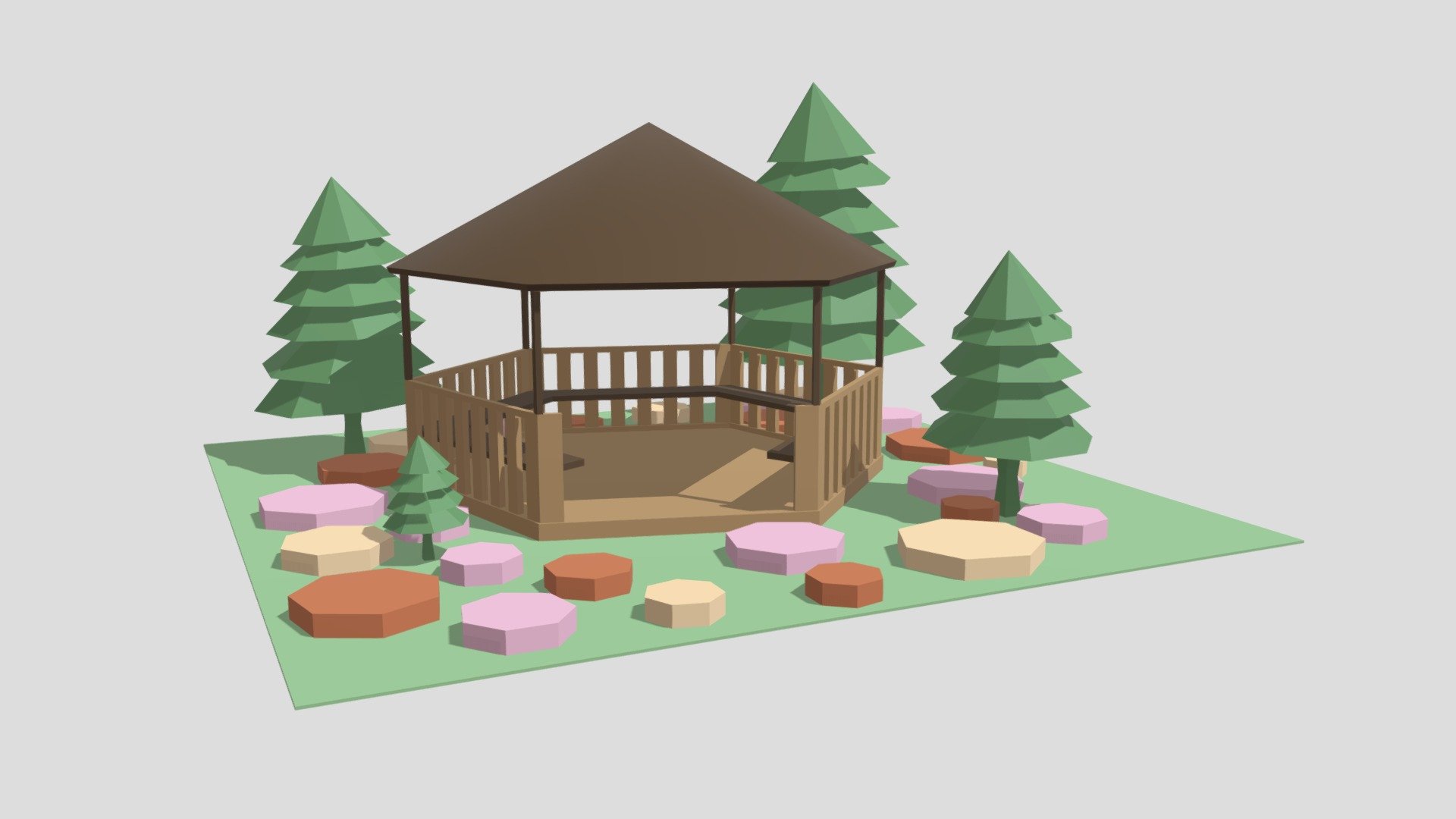 Low poly Gazebo 3D model - 3D model by 3DArtJourney [a33bfde] - Sketchfab