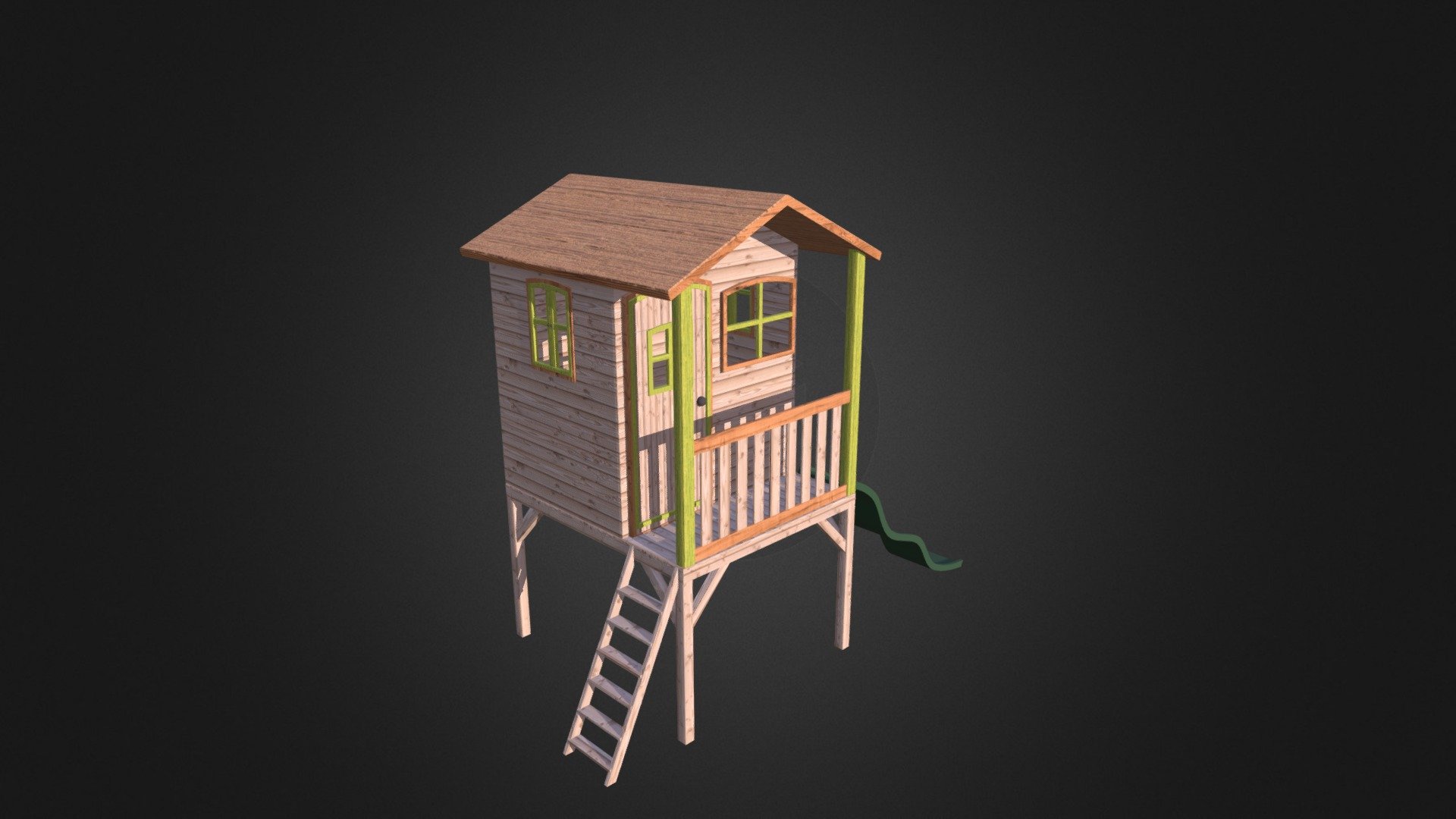 Children House with a Slide D Model - Buy Royalty Free 3D model by ...