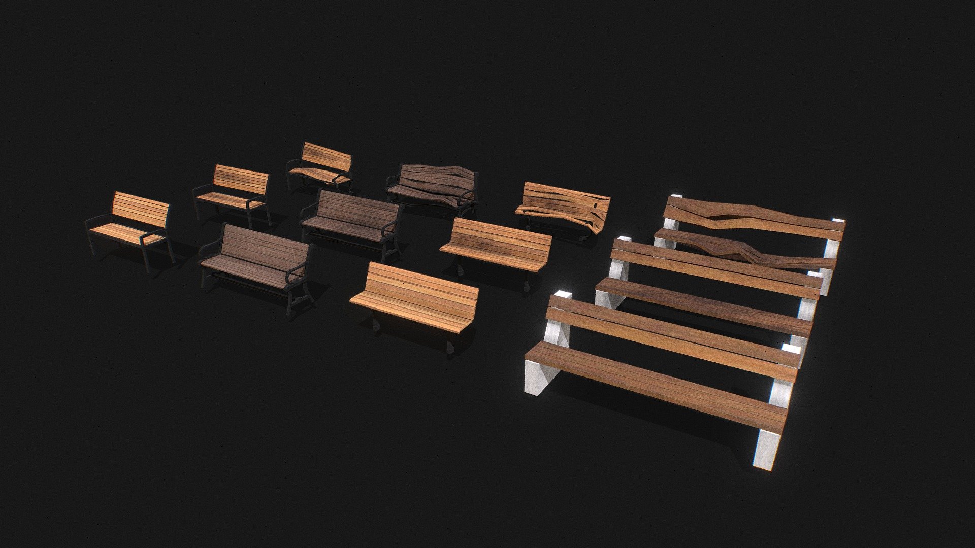 Low-Poly PSX Style Park Benches Vol.1 - Download Free 3D model by ...