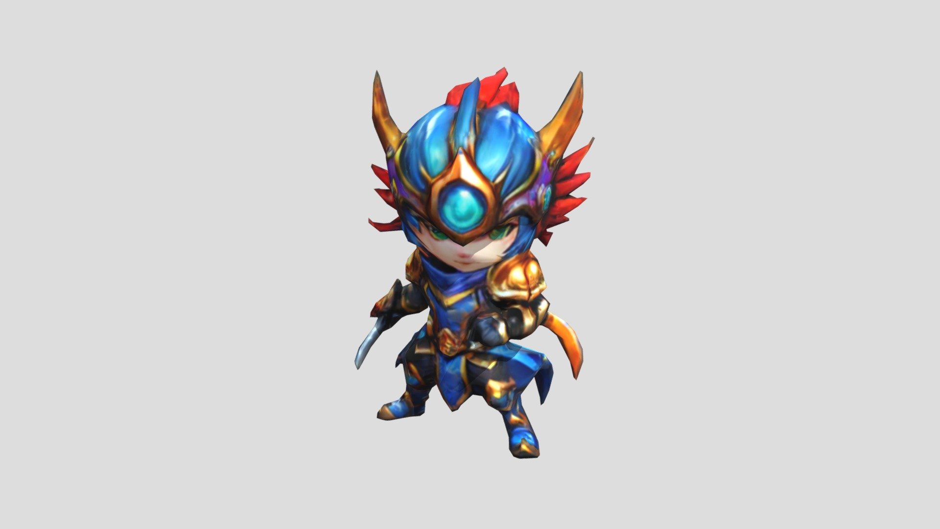 "Anime-inspired warrior character with vivid gre - Download Free 3D ...