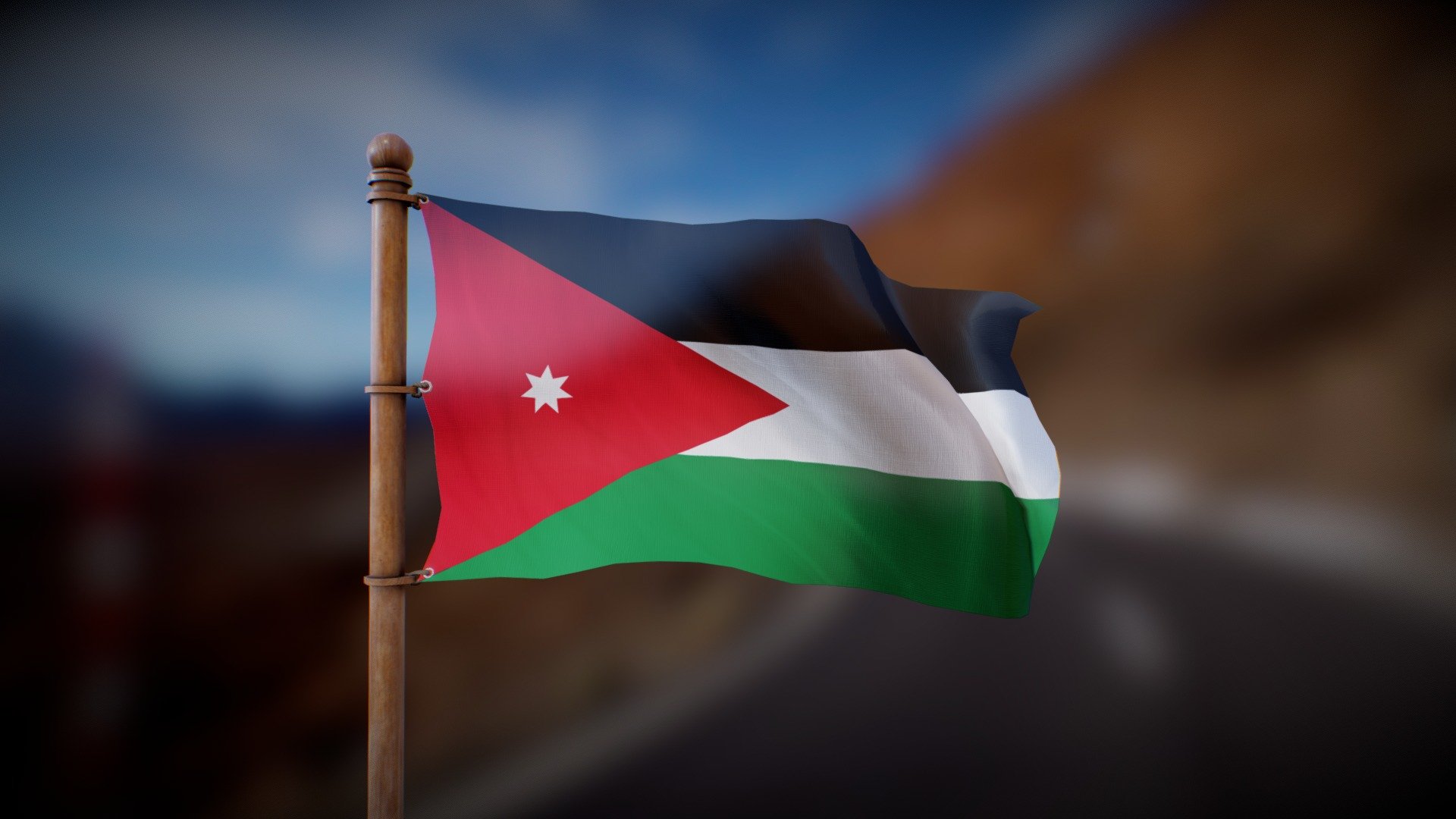 Flag of Jordan - Wind Animated Loop - Buy Royalty Free 3D model by ...
