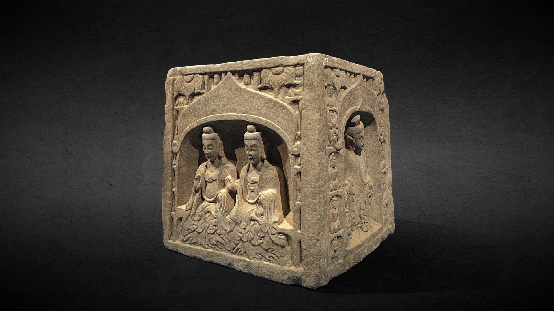 Four-faced Buddhist altar stone statue - 3D model by Tigershill ...