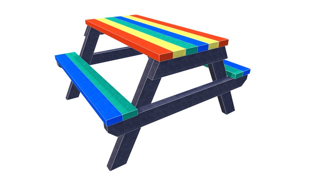 Spectrum Coloured Picnic Table - 3D model by tdp [a388e90] - Sketchfab