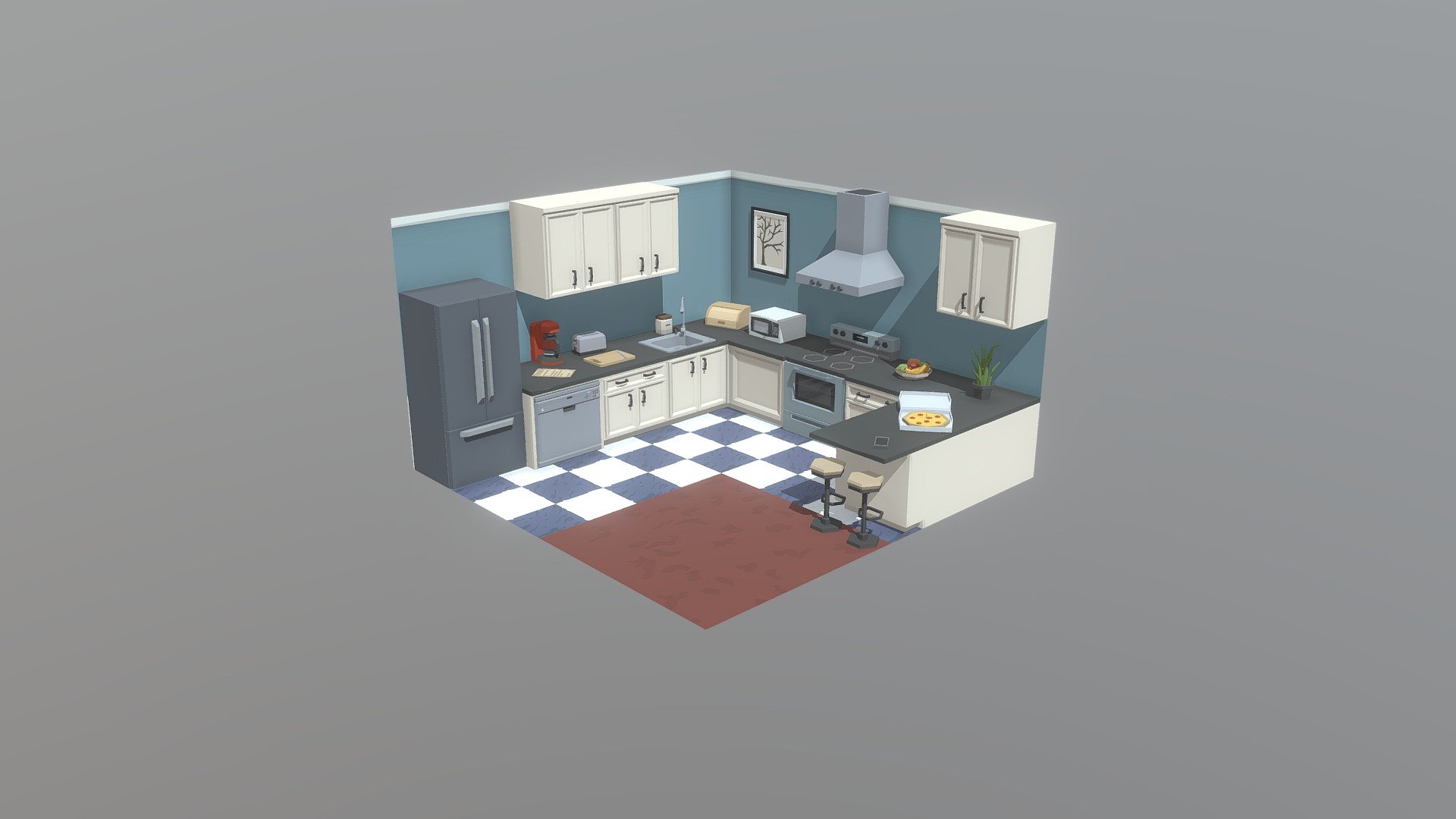 Kitchen with "=" 6 - 3D model by macevelly [a3ac302] - Sketchfab