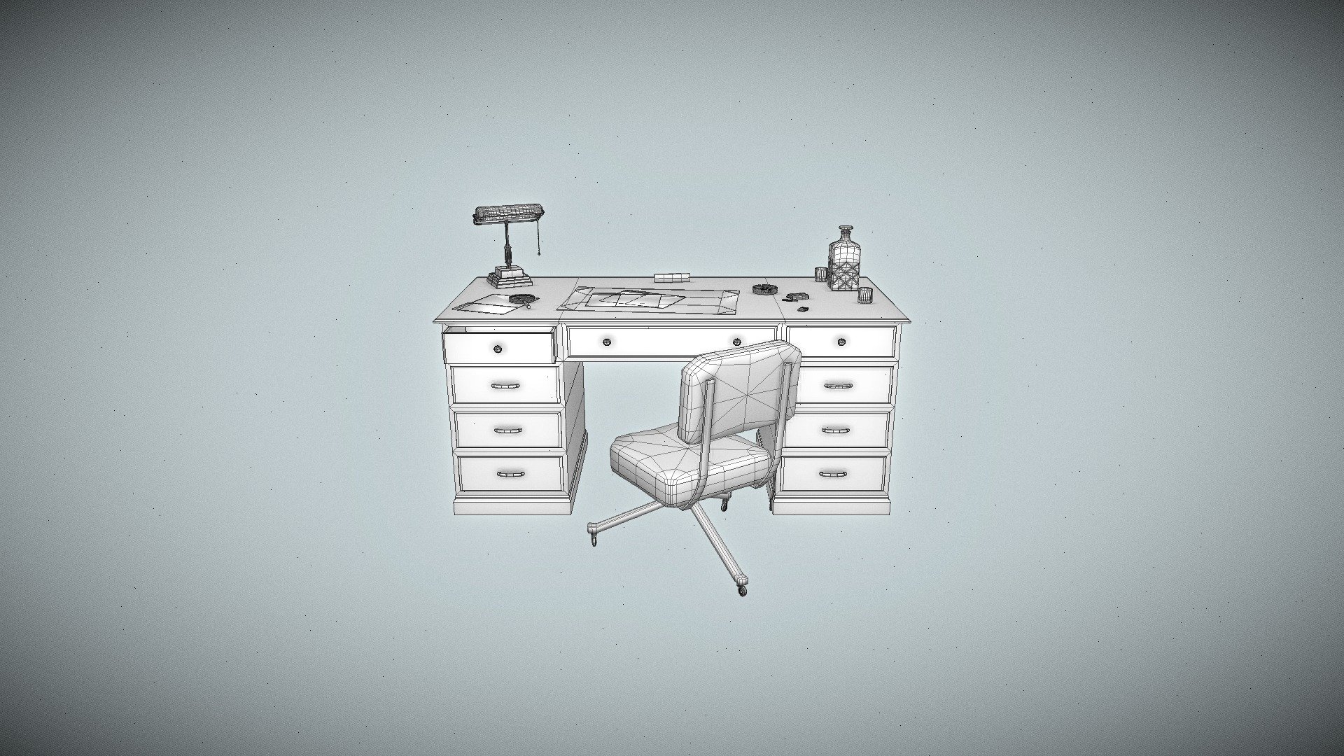 A Private Eye's Desk - 3D model by pierceorrin [a3b2222] - Sketchfab