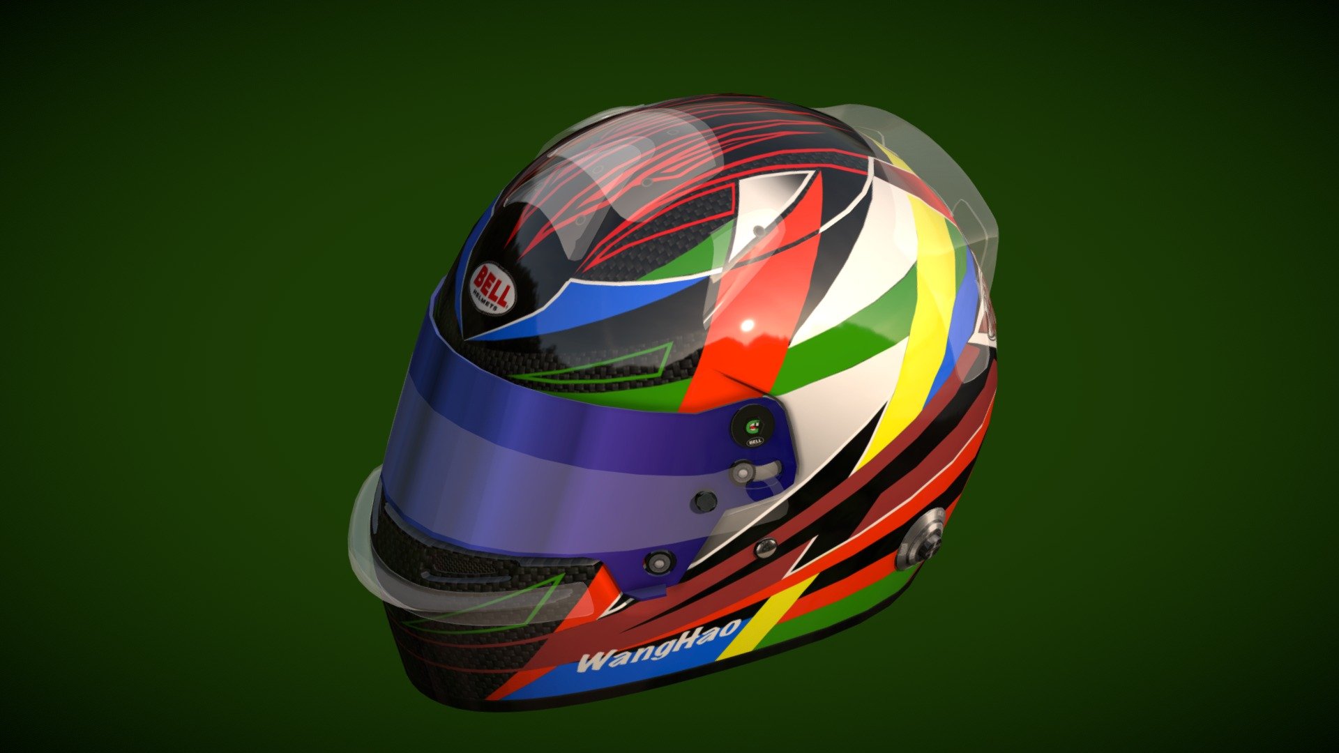 #124 WangHao LuckyStar V3 Bell racing helmet HP7 - 3D model by ...
