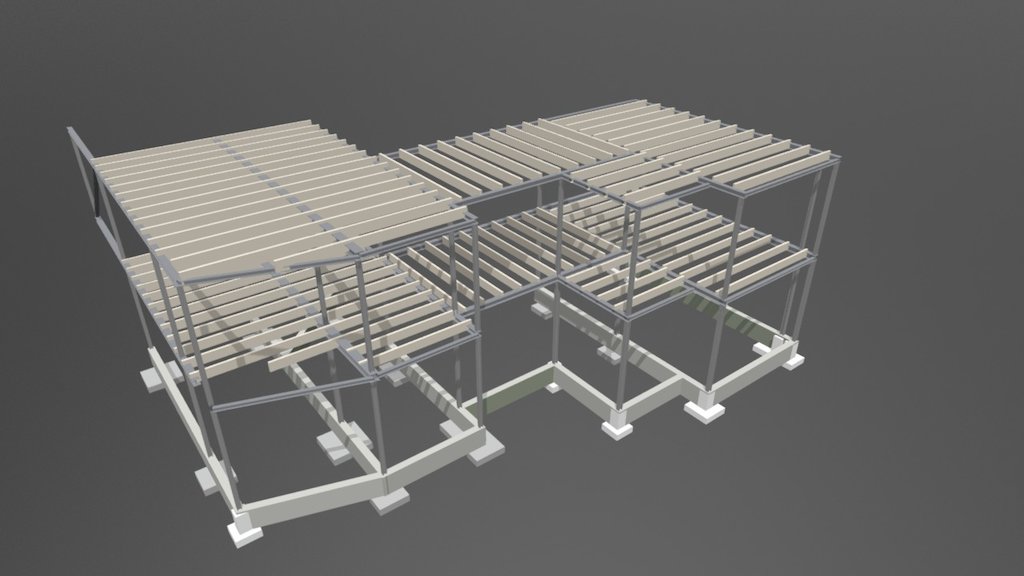 3D Steel beam construction modern building - 3D model by GRParchitects ...