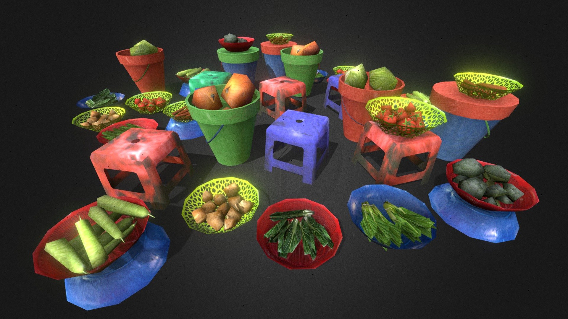 Vietnamese Vegetable Market - Download Free 3D model by Khoa Nguyen ...