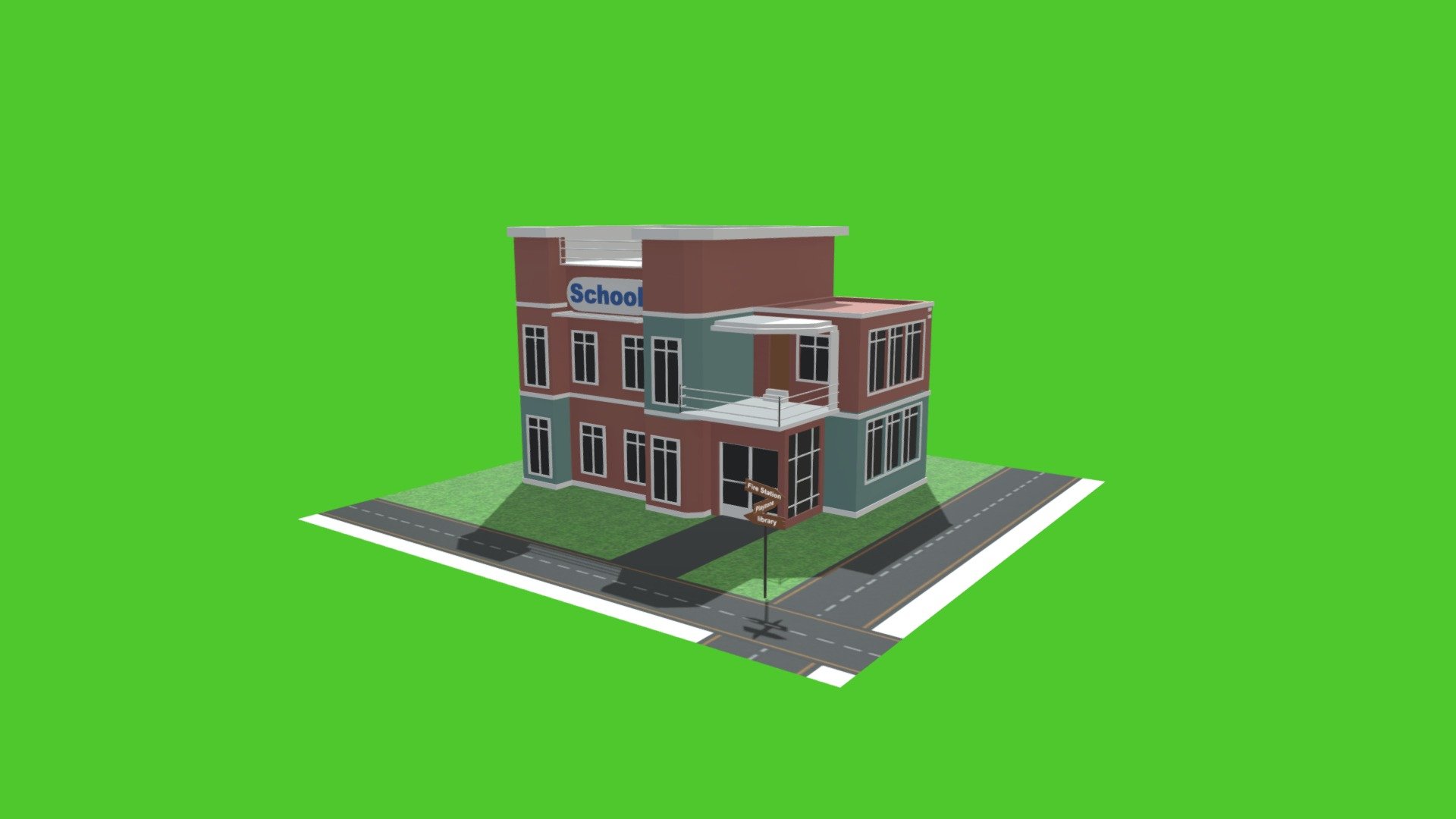 low_poly__school_building - Download Free 3D model by tech.service ...