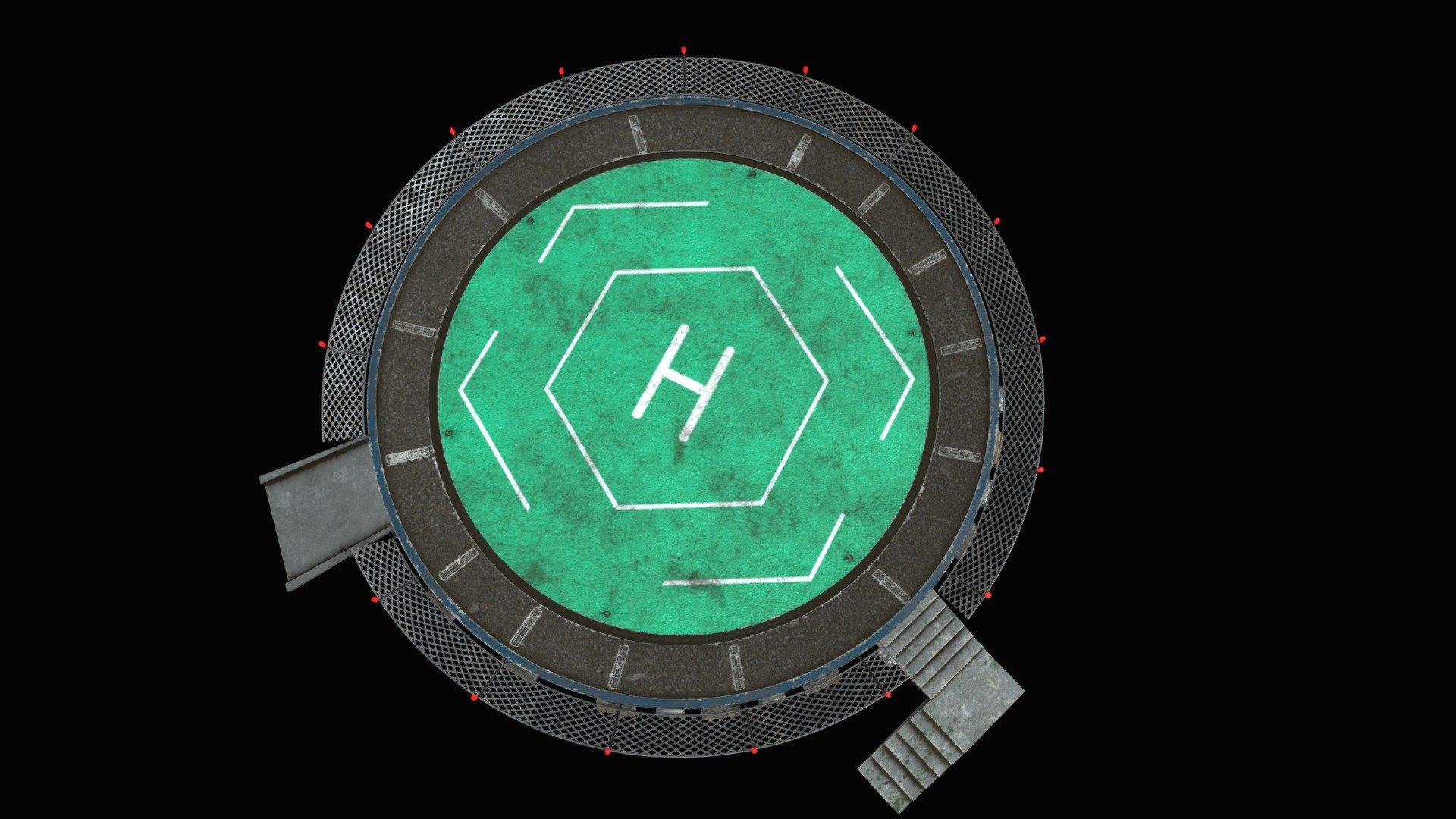 Heliport Helipad helicopter Airport Airplane - Download Free 3D model ...