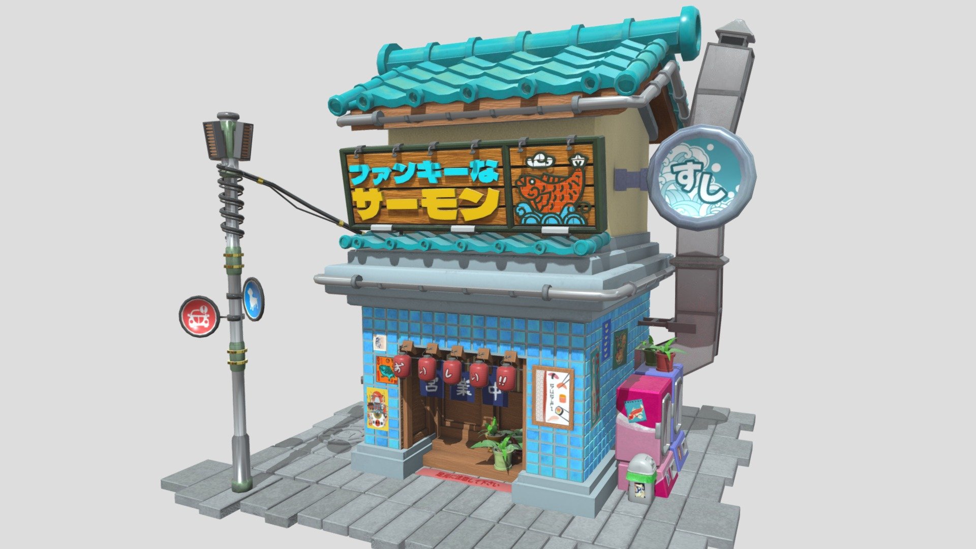 Stylized Japanese Store Building (Study) - 3D model by nnyoun [a3ec938 ...