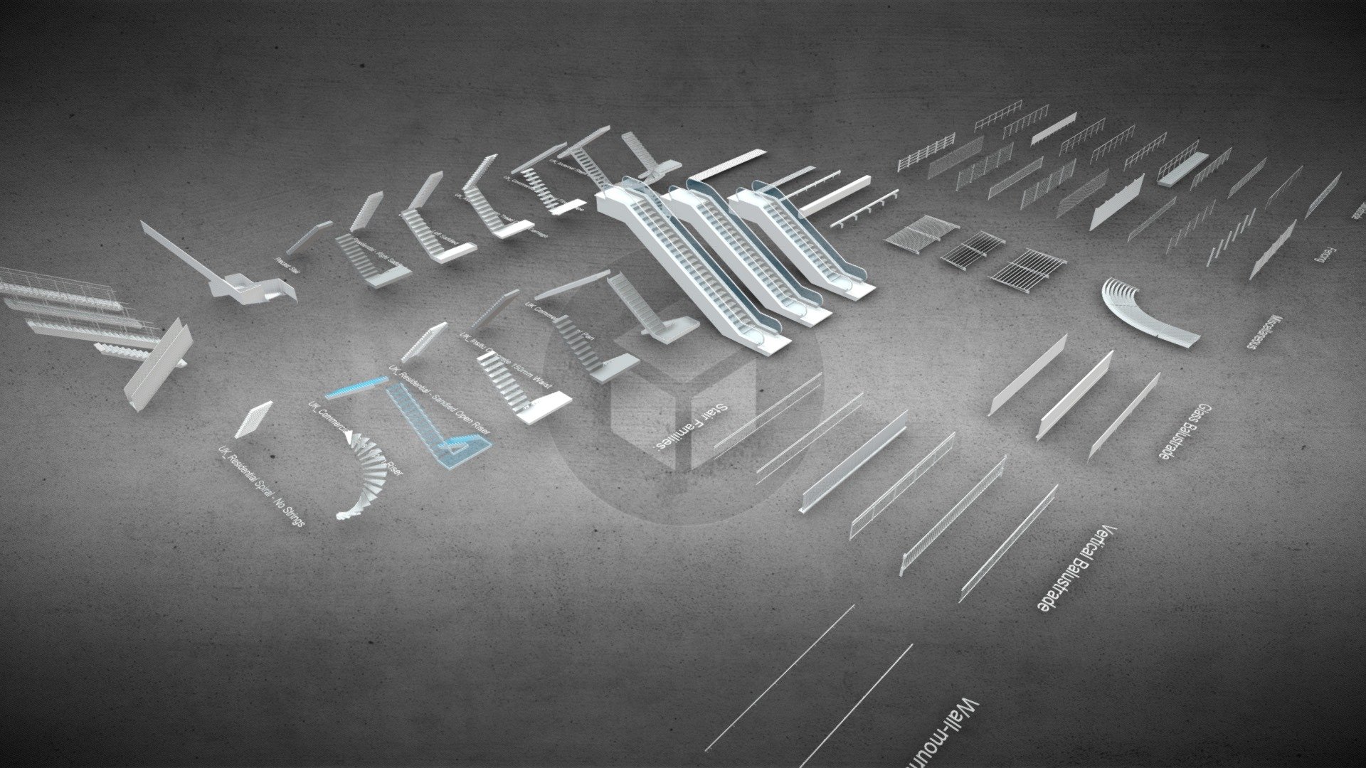 Stairs & Railings - Download Free 3D model by ATD-London [a419edd ...