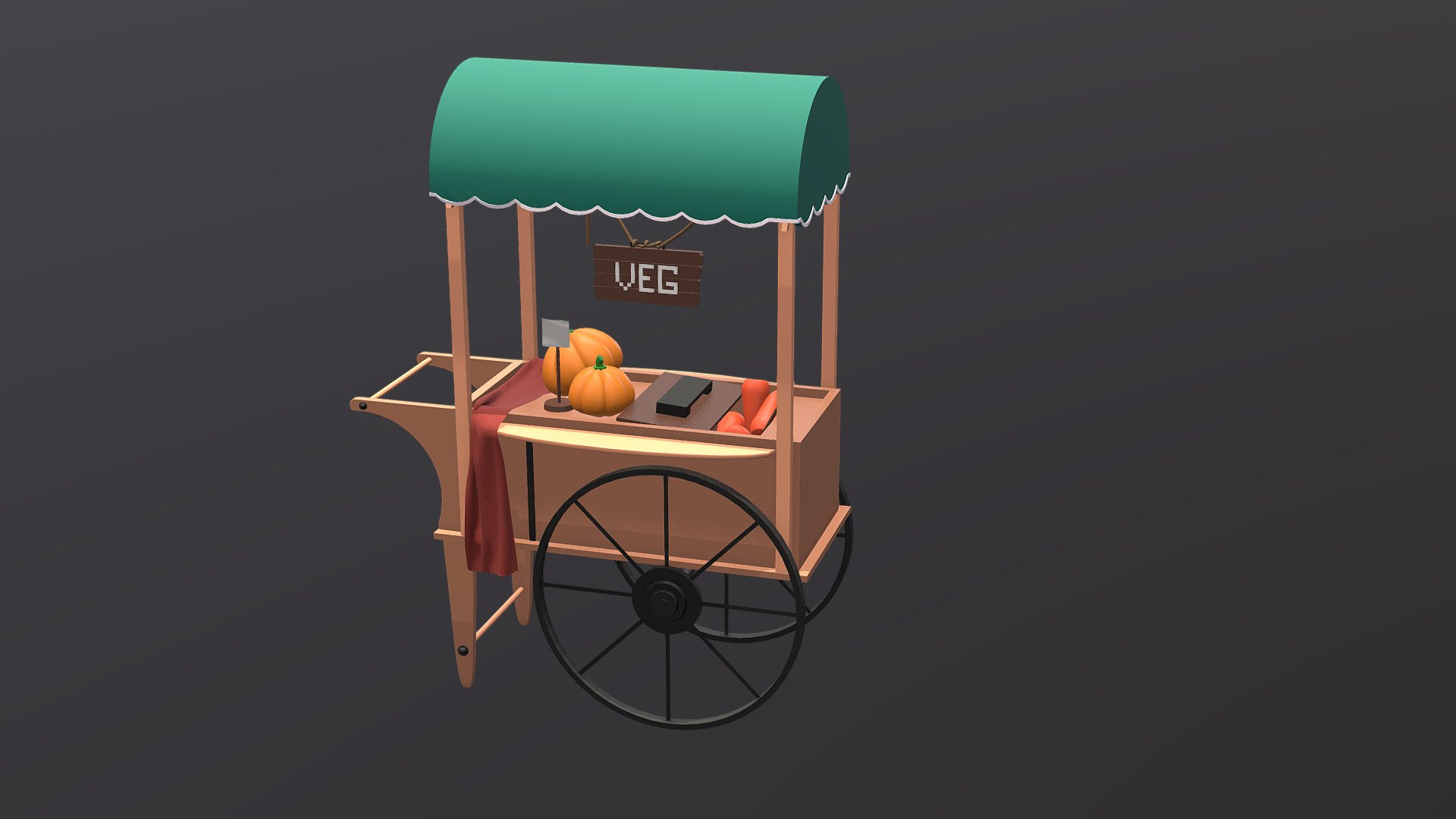 Old wooden sales cart filled with vegitables. - Download Free 3D model ...