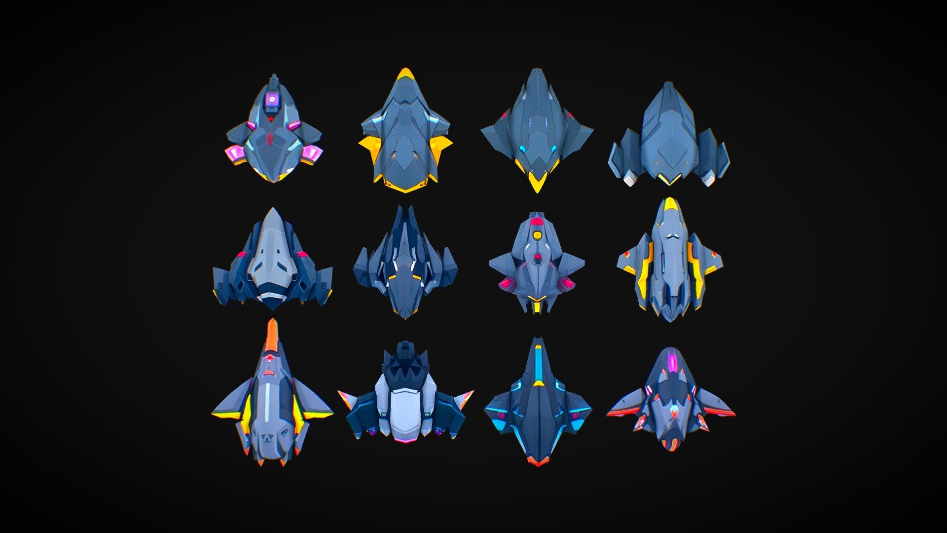 12 SpaceShips Set - Buy Royalty Free 3D model by jasoncroukamp [a4276c2 ...
