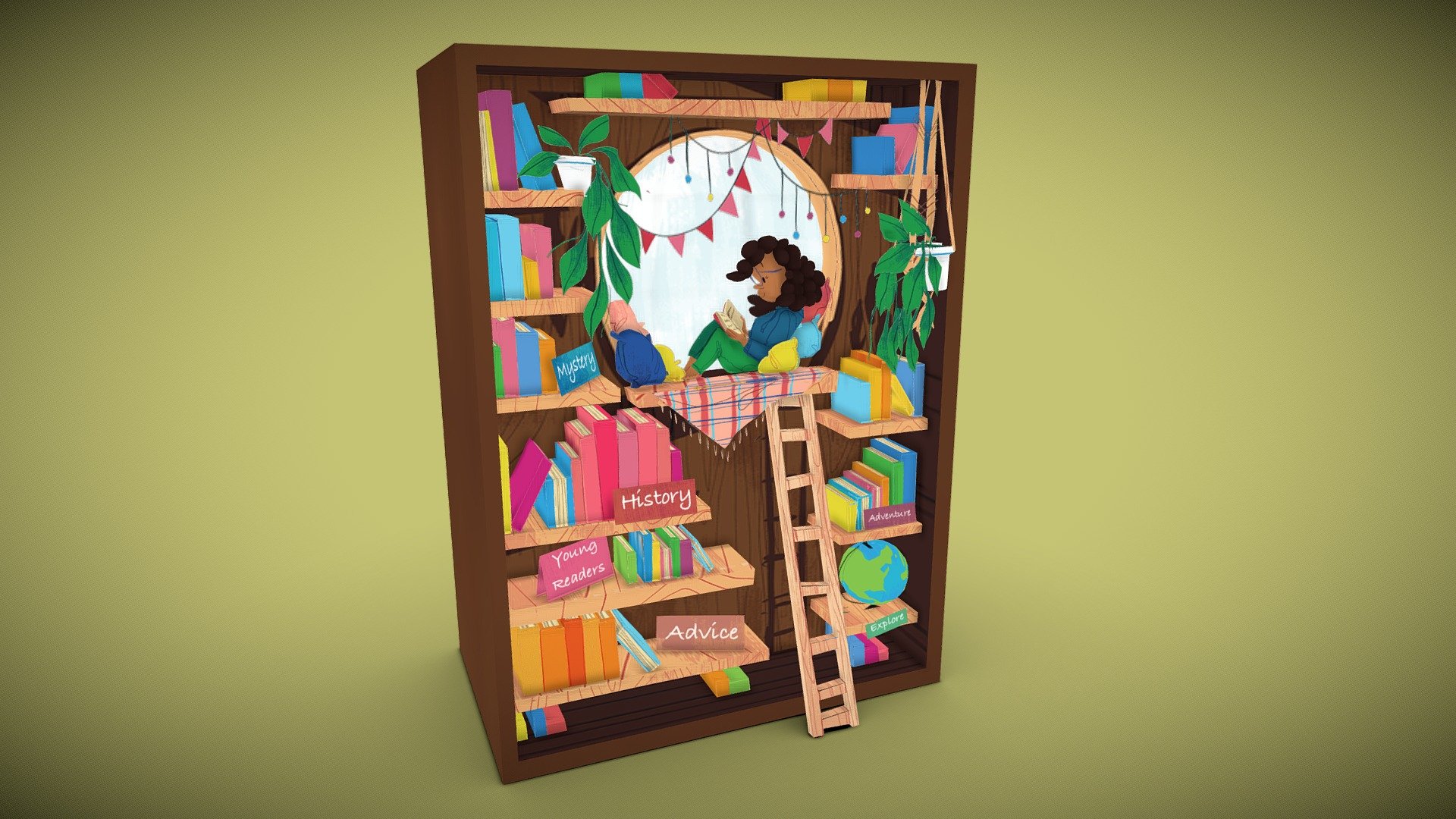 Bookshelf Scene - 3D model by De Spirito (@despirito_Steve) [a429f2a ...