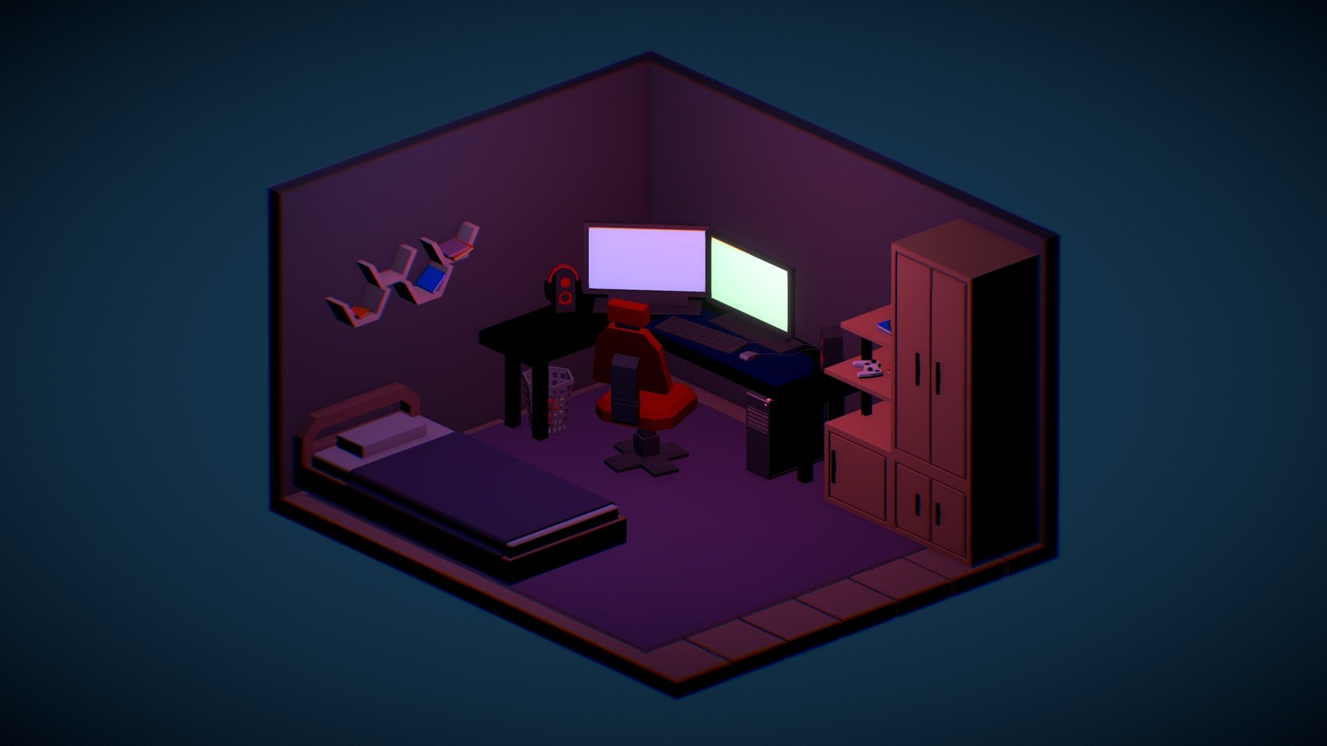LOW-POLY GAME ROOM (dark mode) - 3D model by Xavi_artist [a433960 ...
