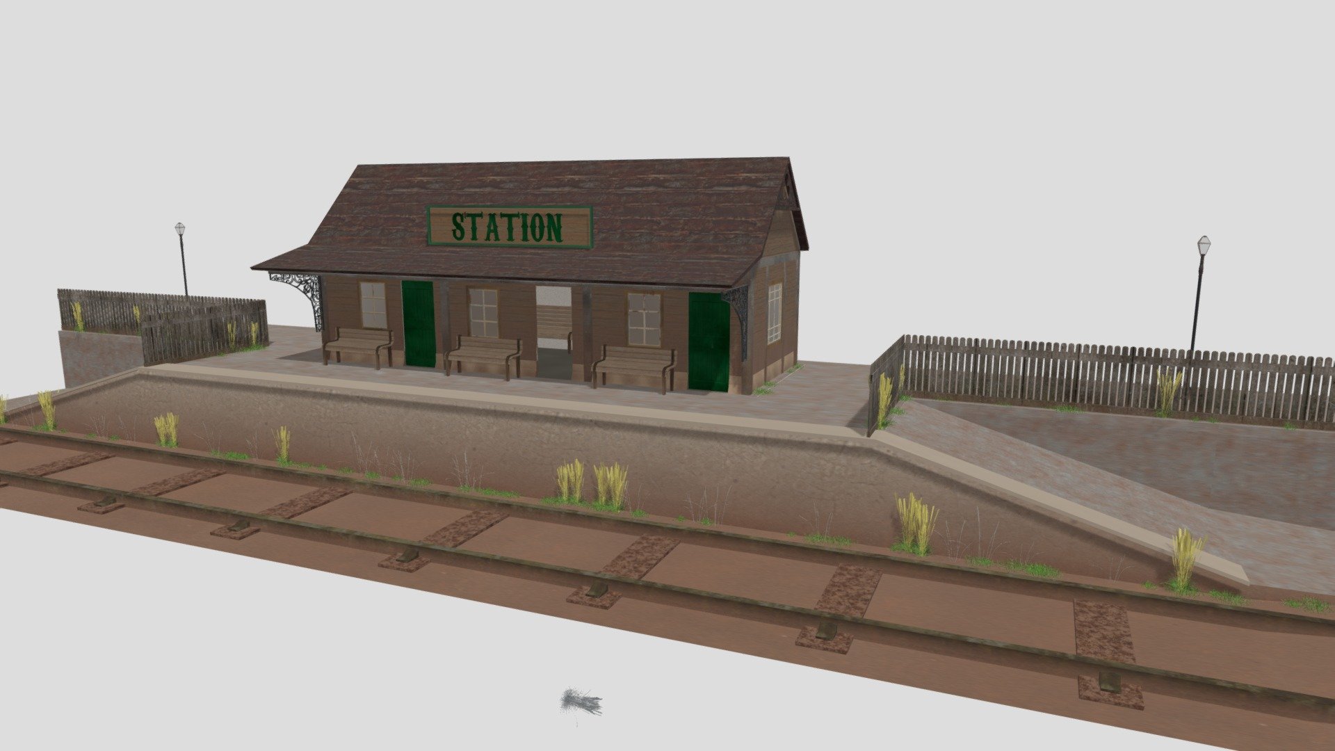 Wild West style train station - Download Free 3D model by A9908244 ...