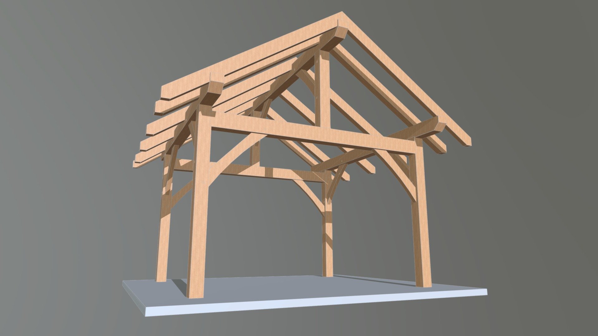 14x14 Post and Beam Plan - 3D model by Timber Frame HQ (@timberframehq ...