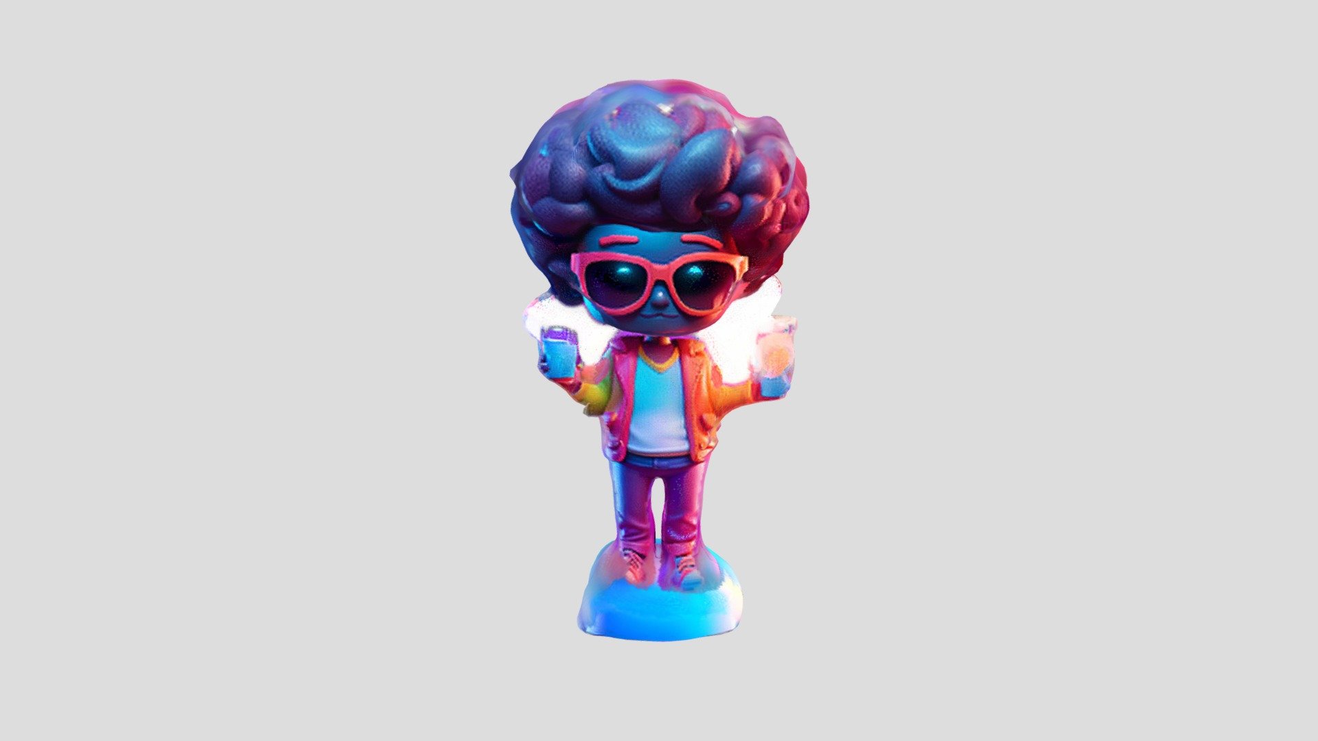 Funky Boy with Sunglasses A black background - Download Free 3D model ...