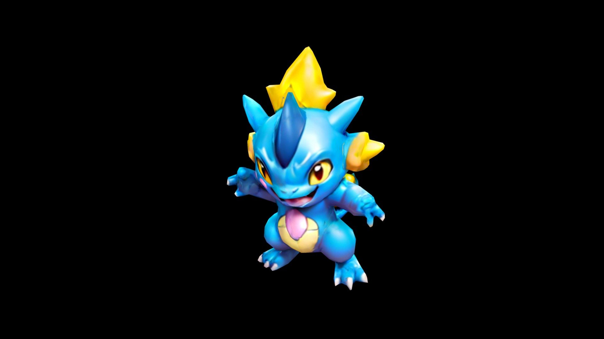 An adorable blue dragon-like character with yell - Download Free 3D ...