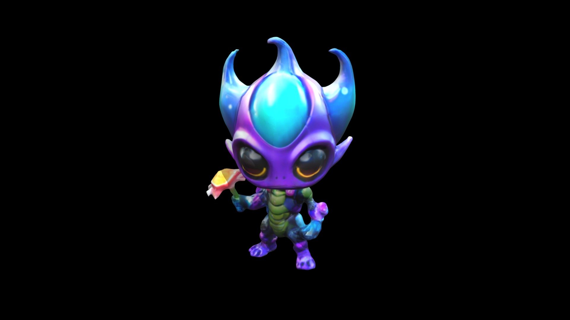 Bright purple alien wearing spiky horns and a gr - Download Free 3D ...