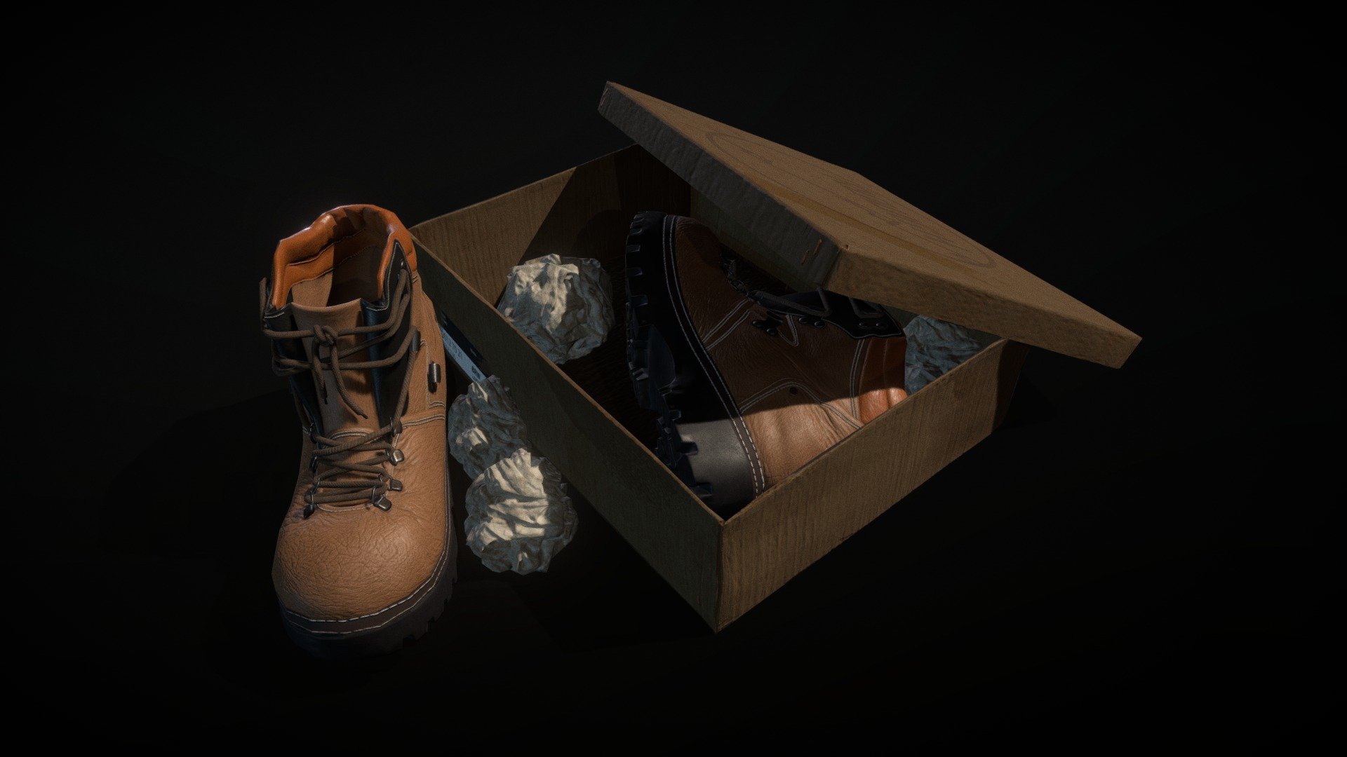 Boots in Box - 3D model by enlightnedkc [a473432] - Sketchfab