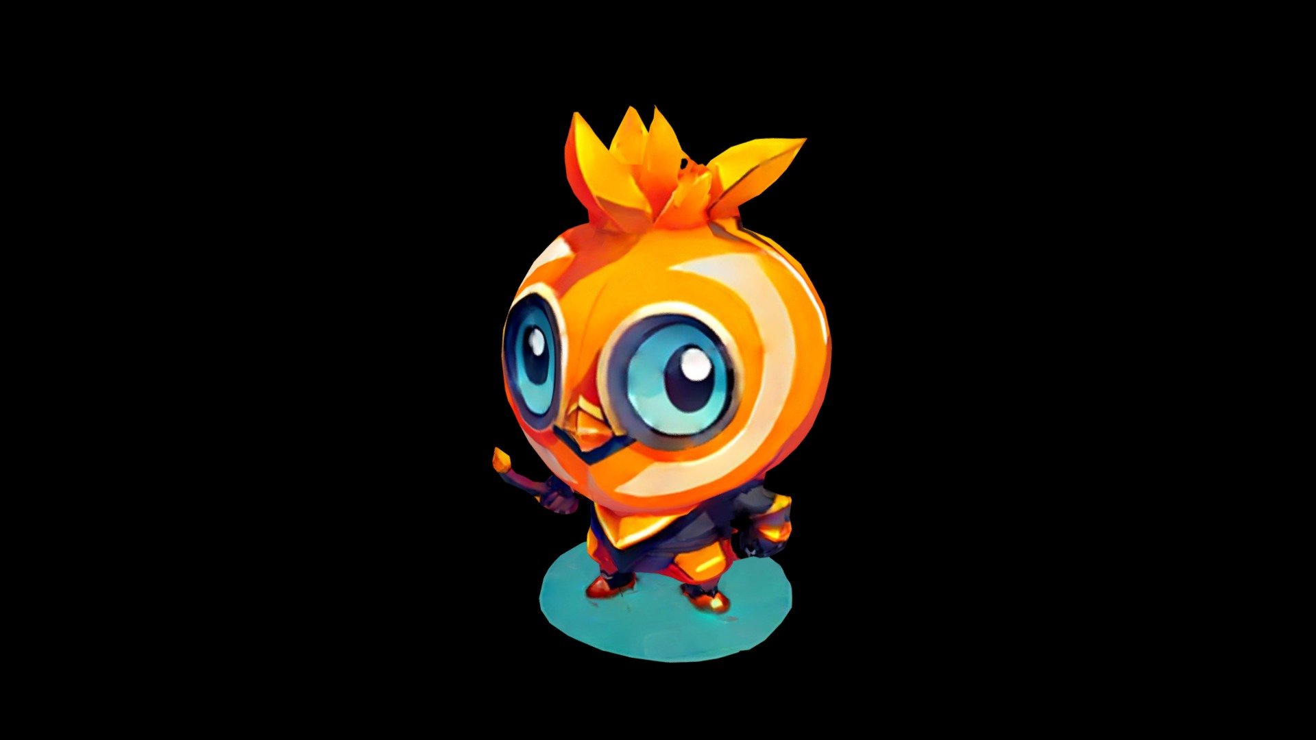 An orange bird-like character with a spiky orang - Download Free 3D ...