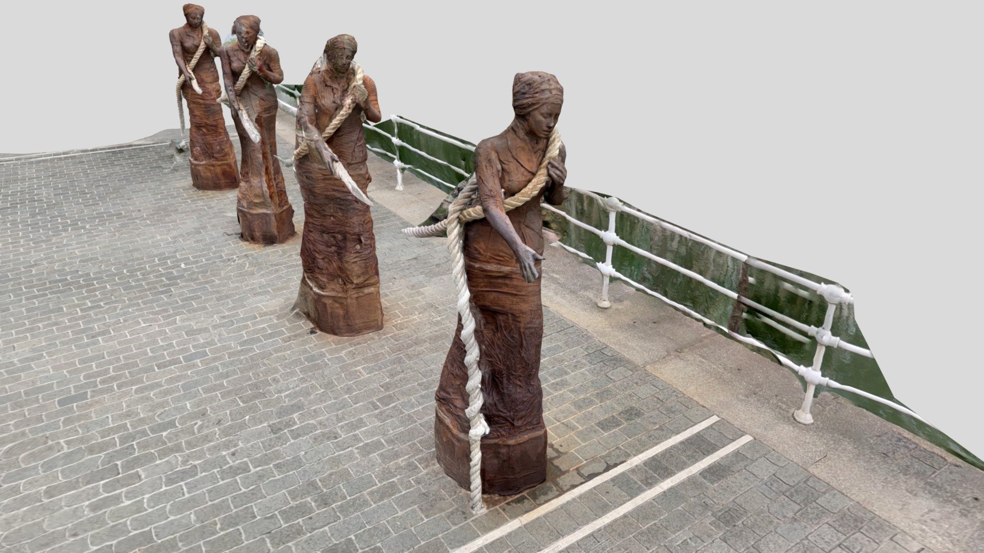 Women pulling a rope on the docks - Download Free 3D model by ...