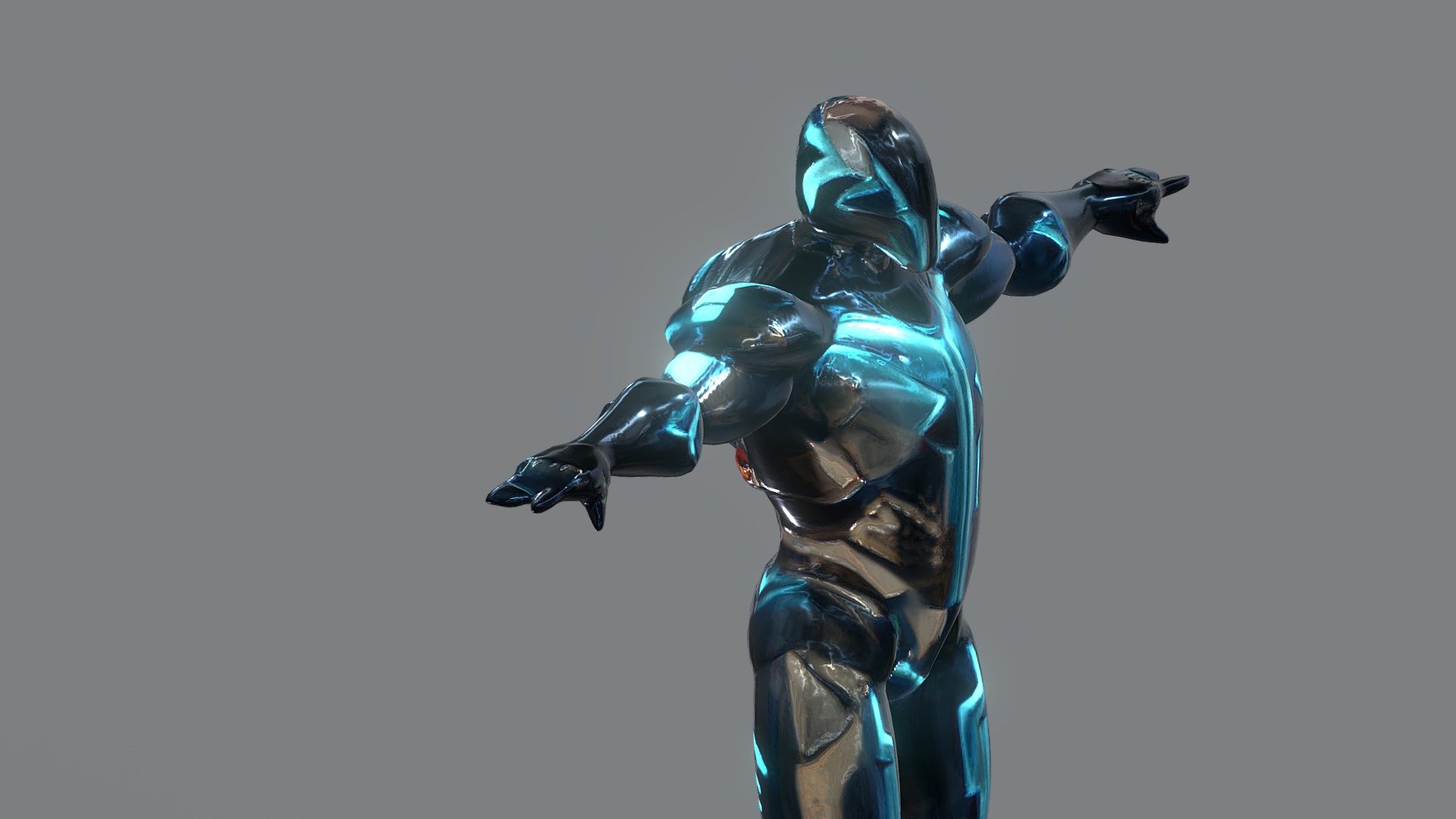 Futuristic armored robot in T-pose - 3D model by Alex. Z ...