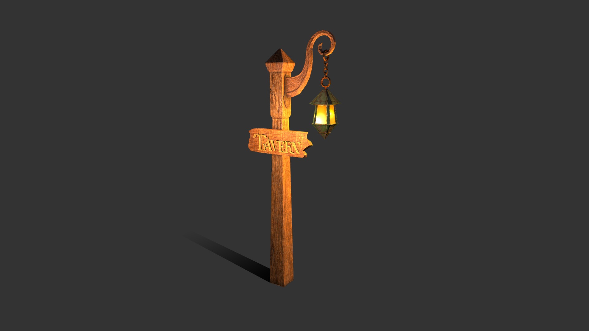 Tavern Lantern Post Low Poly - 3D model by ApeTacos [a495b32] - Sketchfab