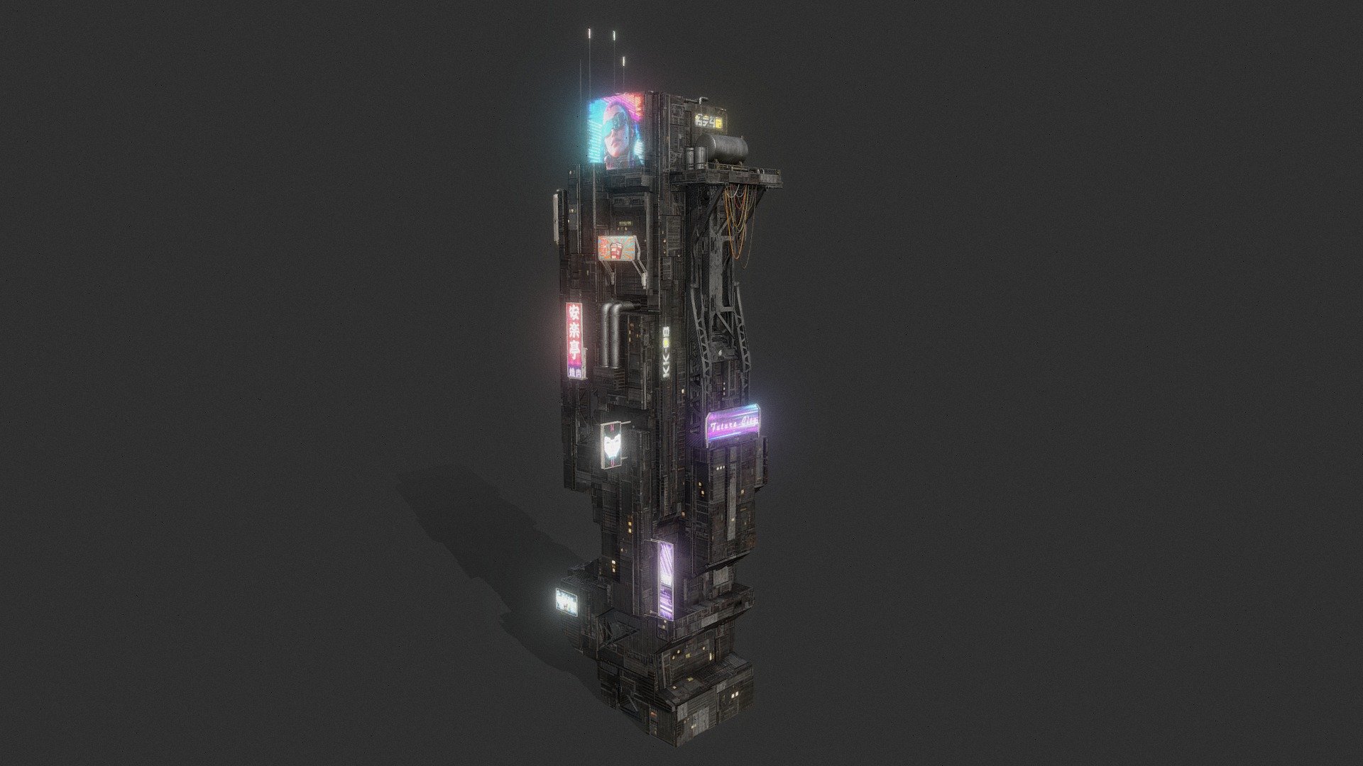 Scifi Cyberpunk Building Vol 3_Dark_010 - 3D model by Zippy (@zhipenlee ...