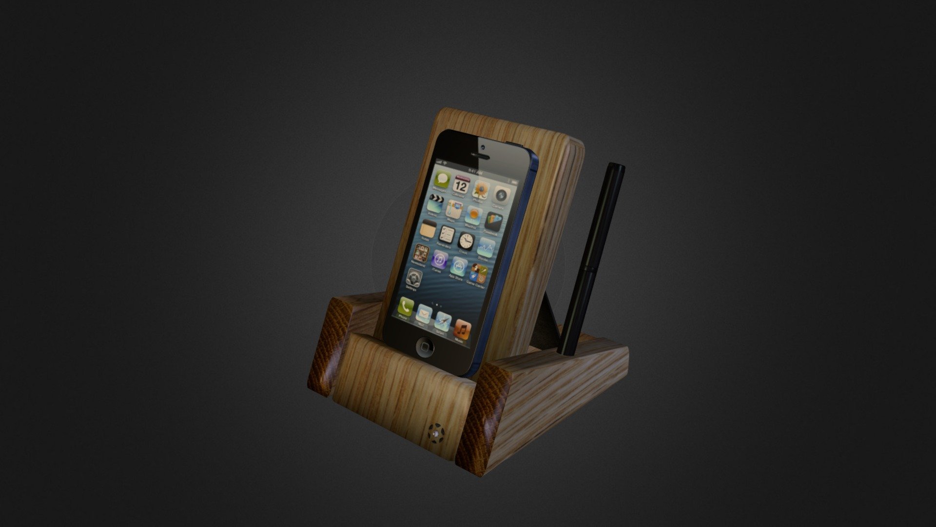 Wooden iPhone stand Apple-Tre3 with accesories - 3D model by Wave in ...